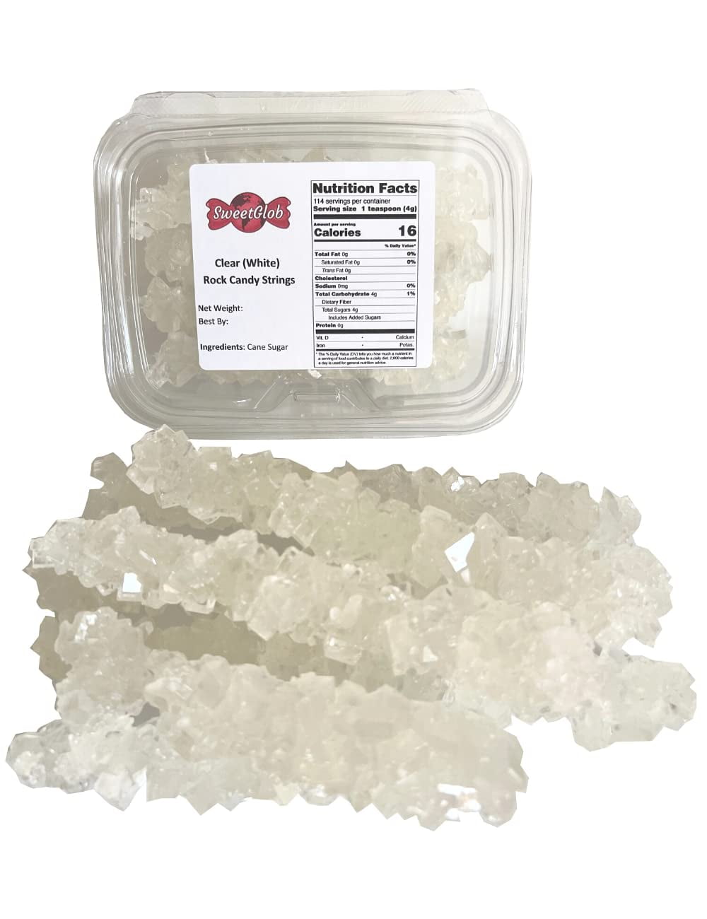 Old Fashioned White Rock Candy Crystals on Strings, 3 Pound (Classic ...