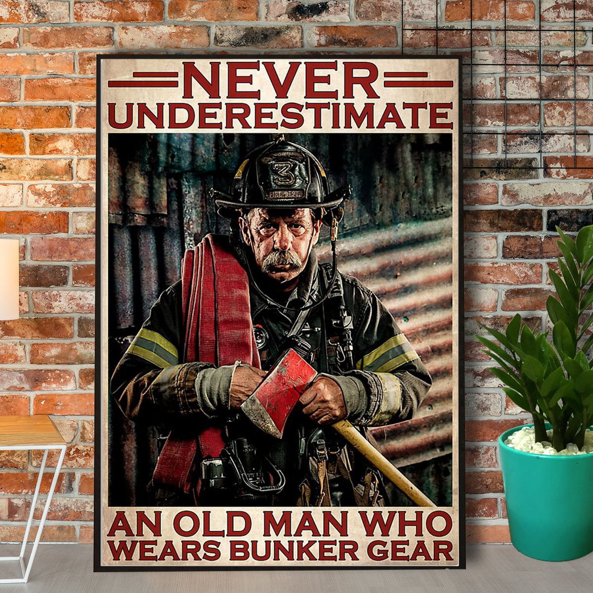 Old Firefighter Never Underestimate Wears Bunker Gear Paper Poster No ...