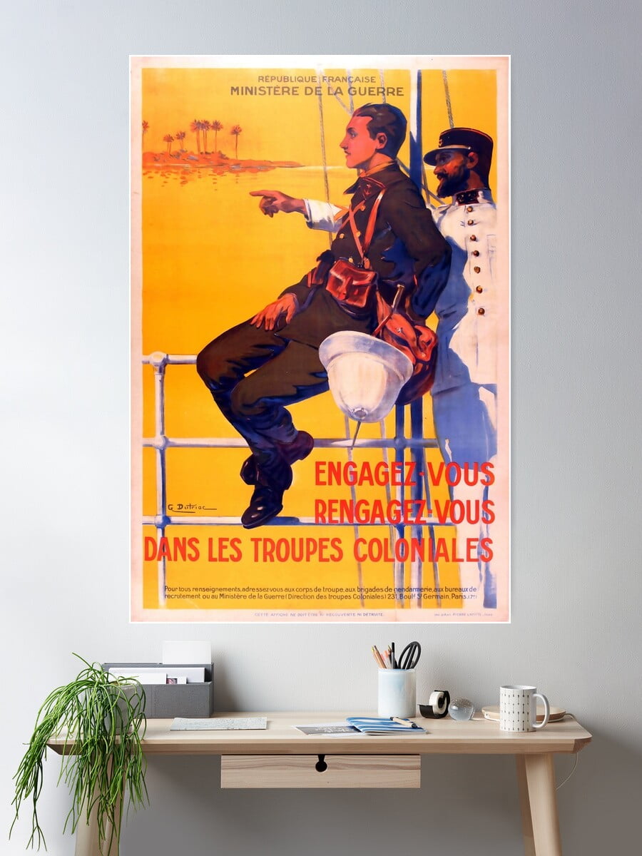 Old French Military Recruitment Poster (Troupes Coloniales 2) Poster ...