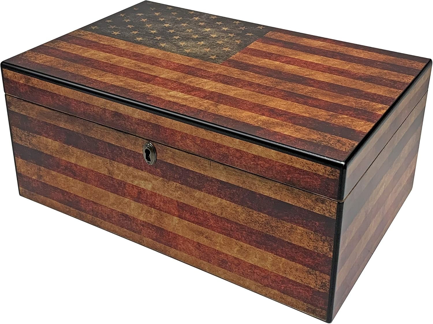 Old Glory Cigar Humidor, Weathered American Flag Exterior, 1 Glass ...