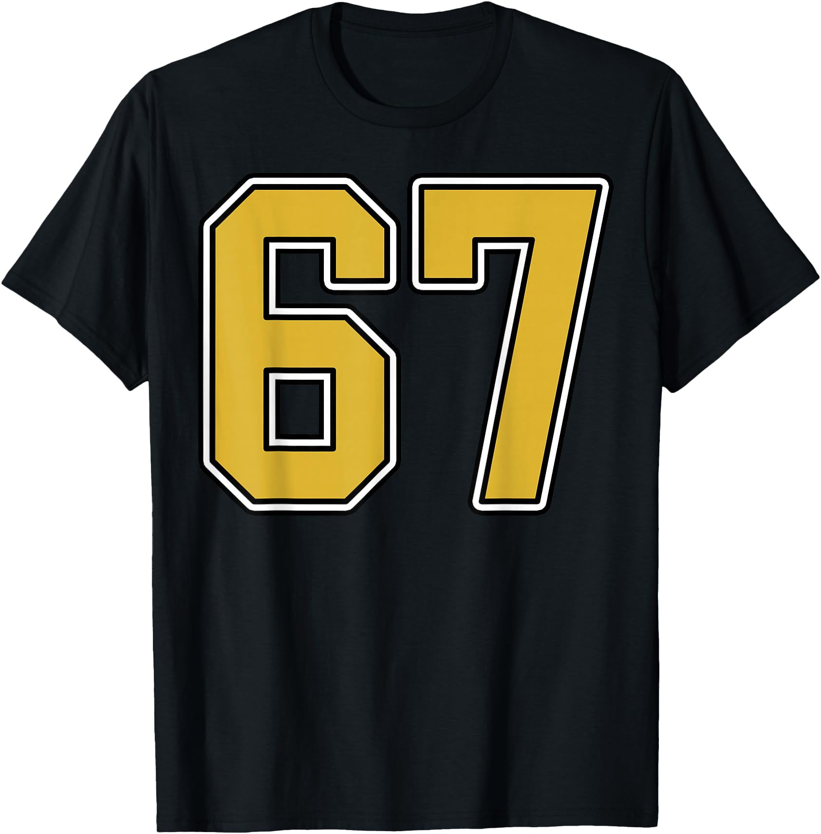 Old Gold Black White Sports Number 67 Jersey Uniform Player T-Shirt ...