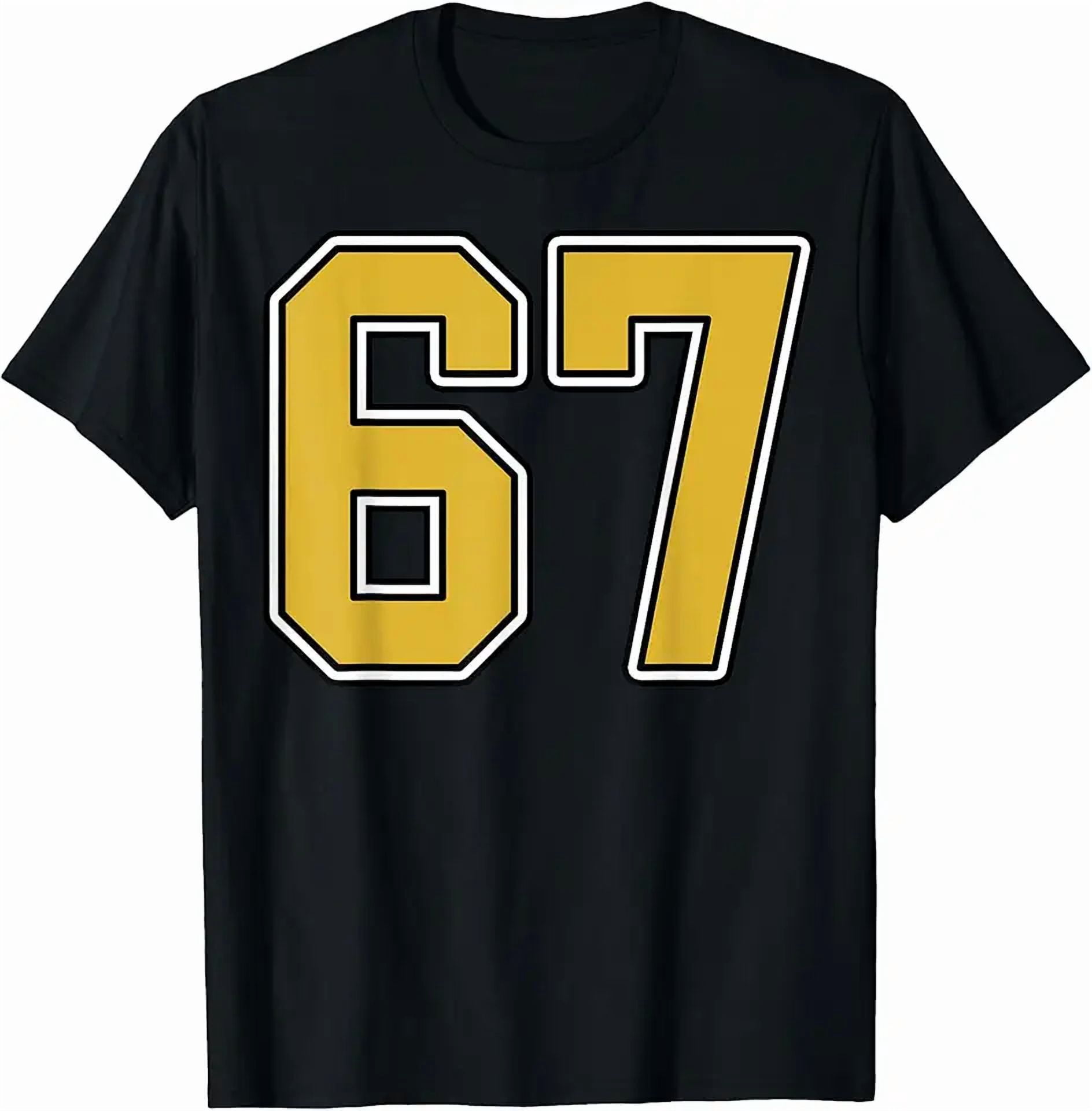 Old Gold Black White Sports Number 67 Jersey Uniform Player T-Shirt ...