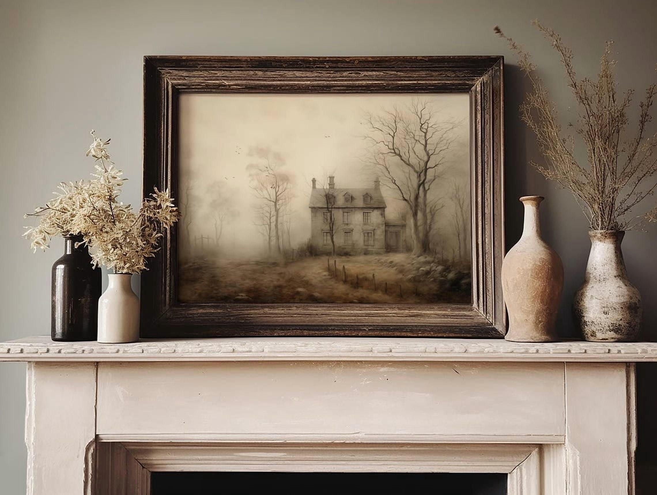 Old Haunted House Wall Art Canvas Artwork Wall Decor Rustic French ...