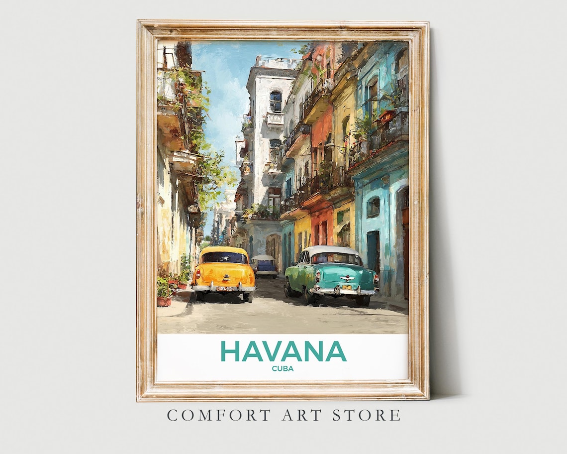 Old Havana Poster Vintage City Wall Art Cityscape Print Muted Cuba ...