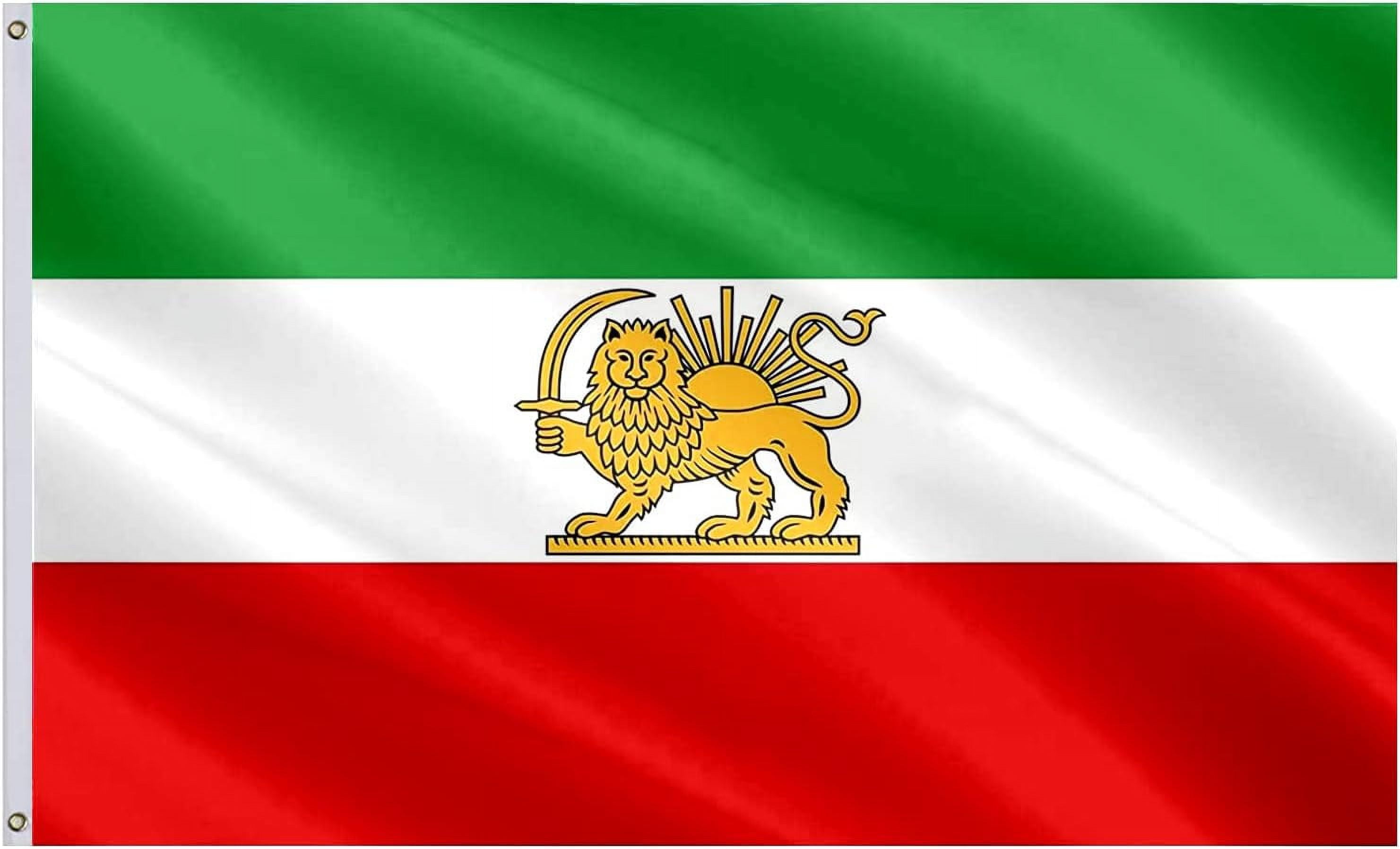 Old Historic Iran Flag 3X5 ft with Lion Sun Crown Persian Iranian ...
