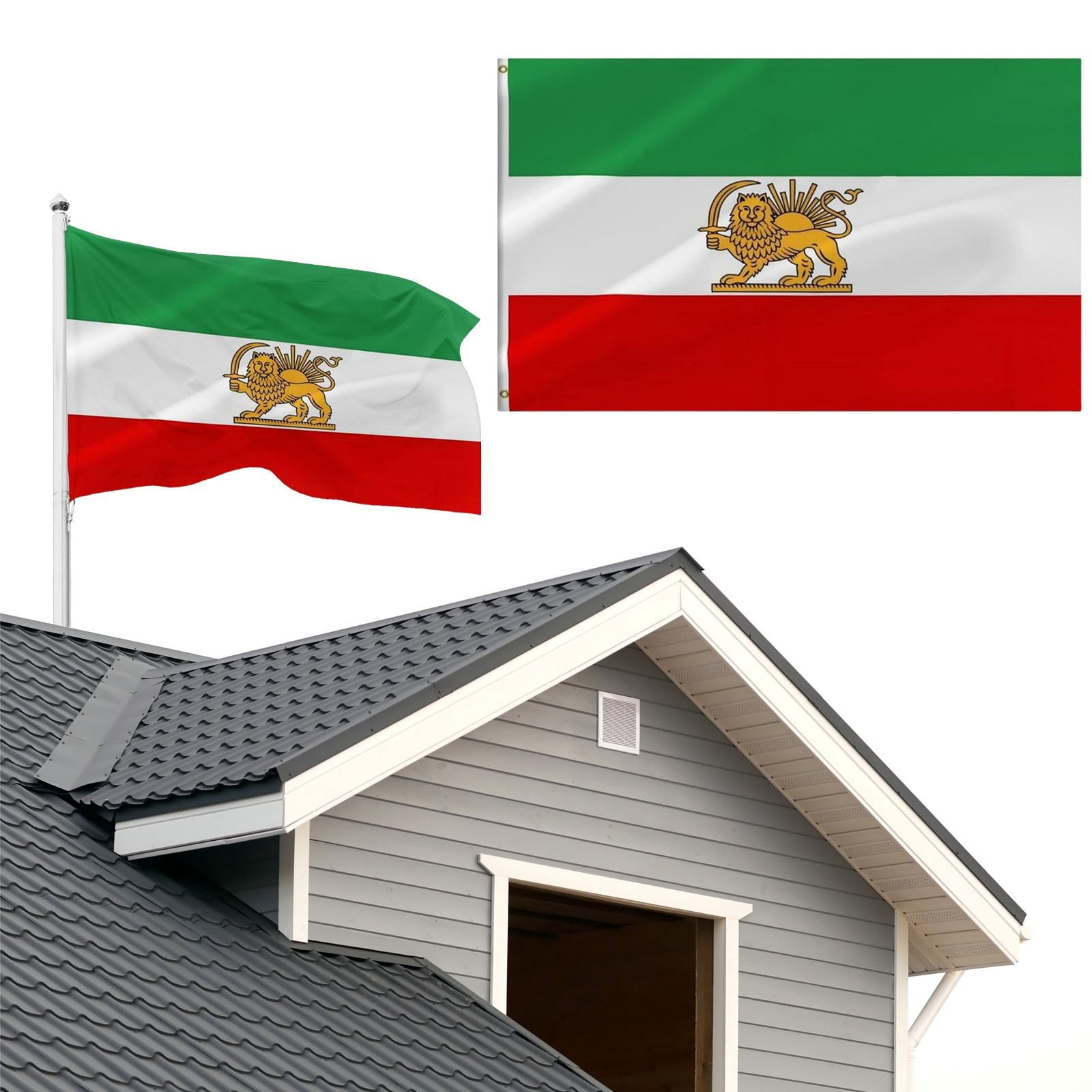 Old Historic Iran with Lion Sun Flag 3X5 FT,Historic Iranian Flag with ...