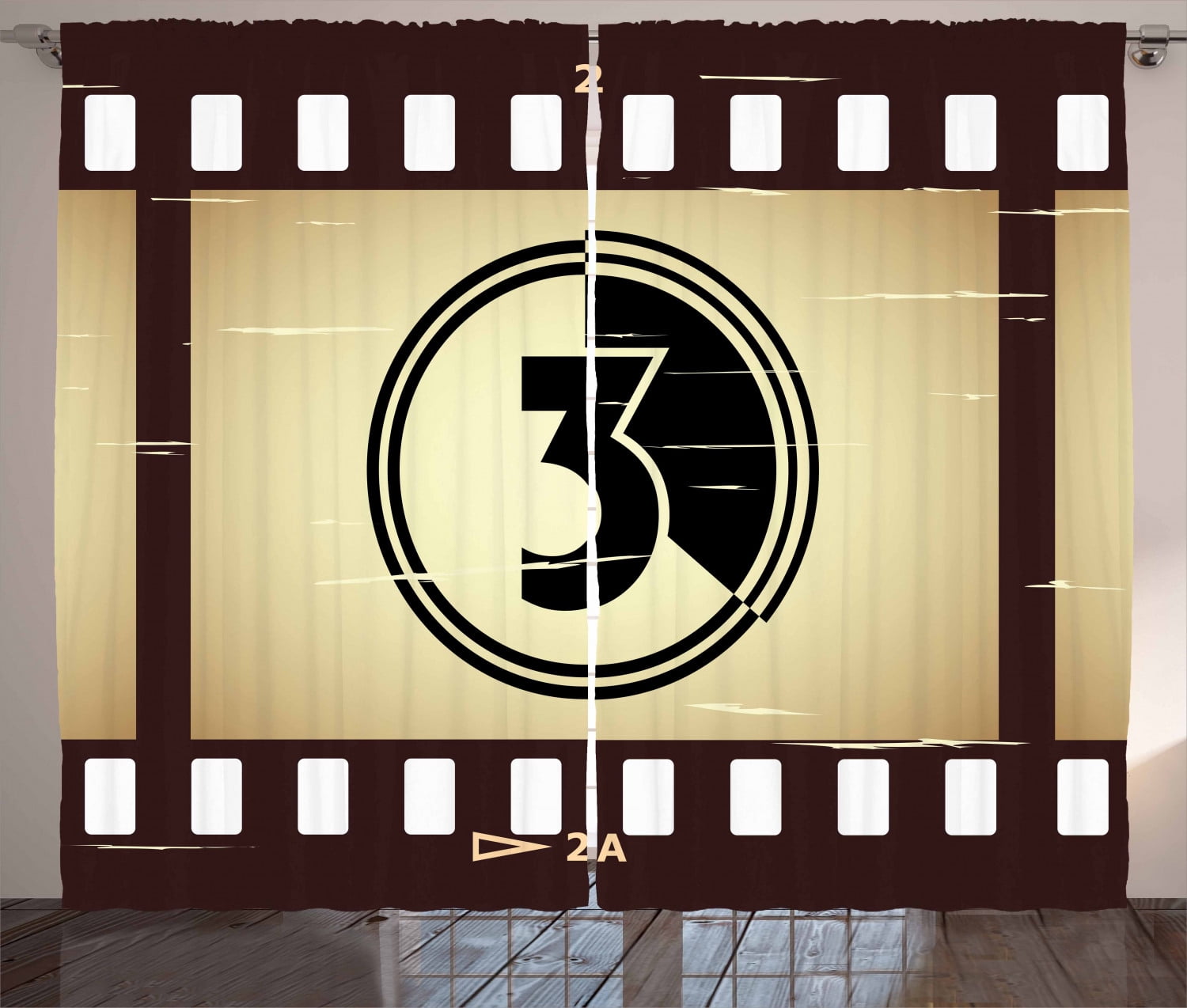 Ambesonne Old Hollywood Curtains 2 Panel Set, Countdown Screen, 108" x ...