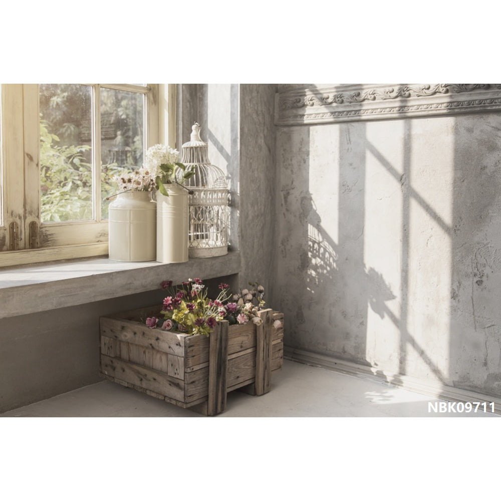 Old House Balcony Window Potted Plants Sunflower Photography Backdrops ...