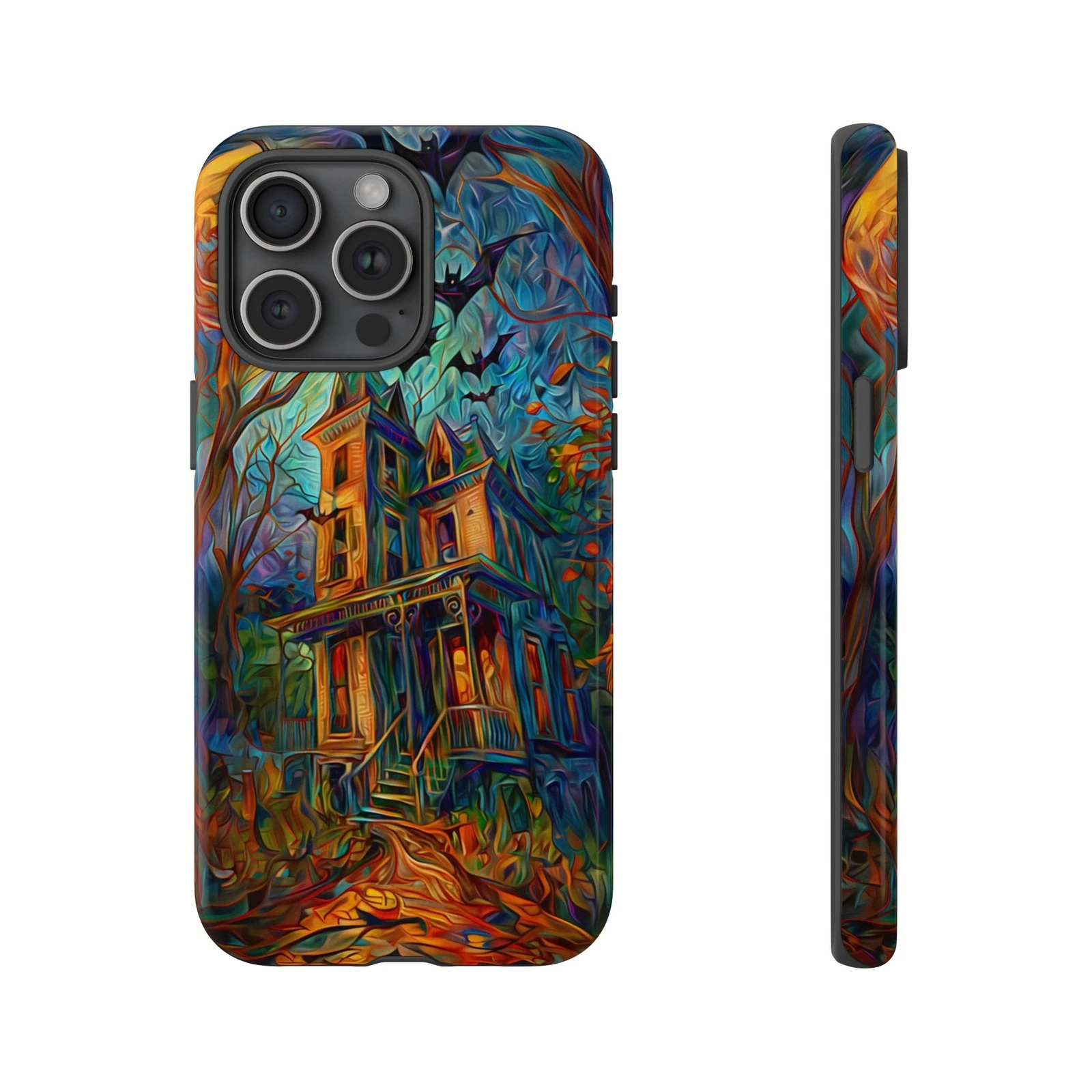 Old House Bats Night Scene Phone Case for iPhone 17 through 11 Pro Max ...