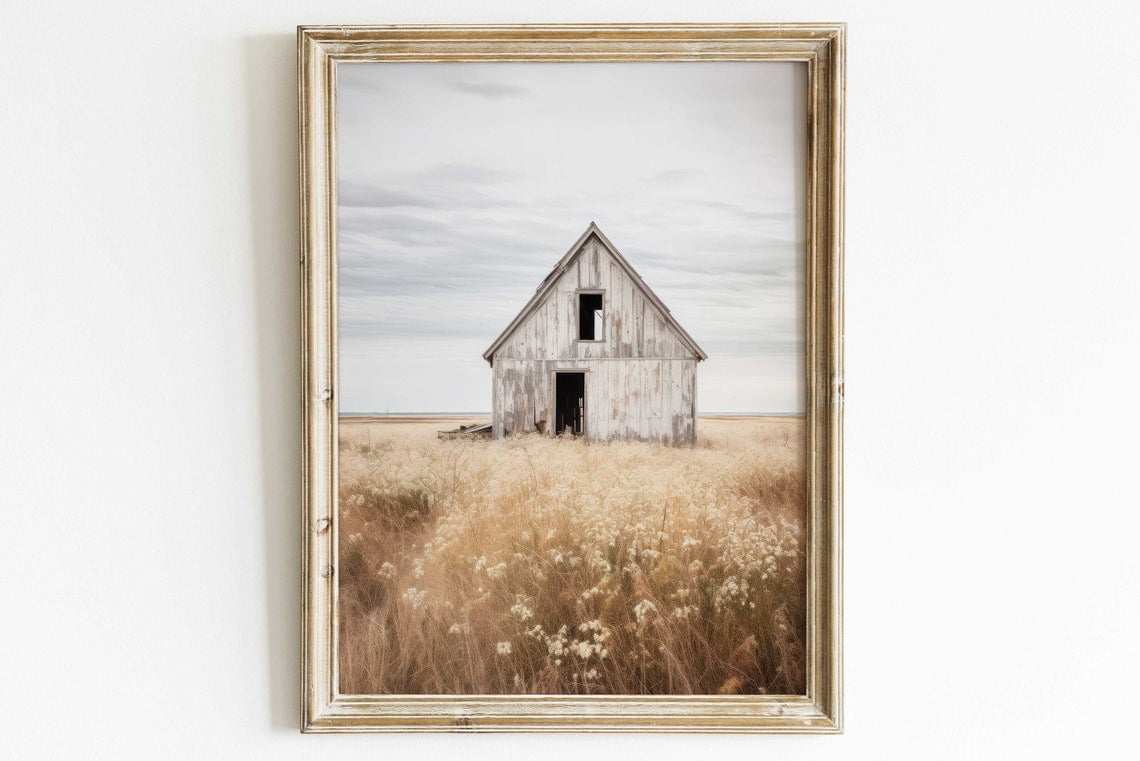 Old House Print Decayed Abandoned House Barn Painting Rustic Farmhouse ...