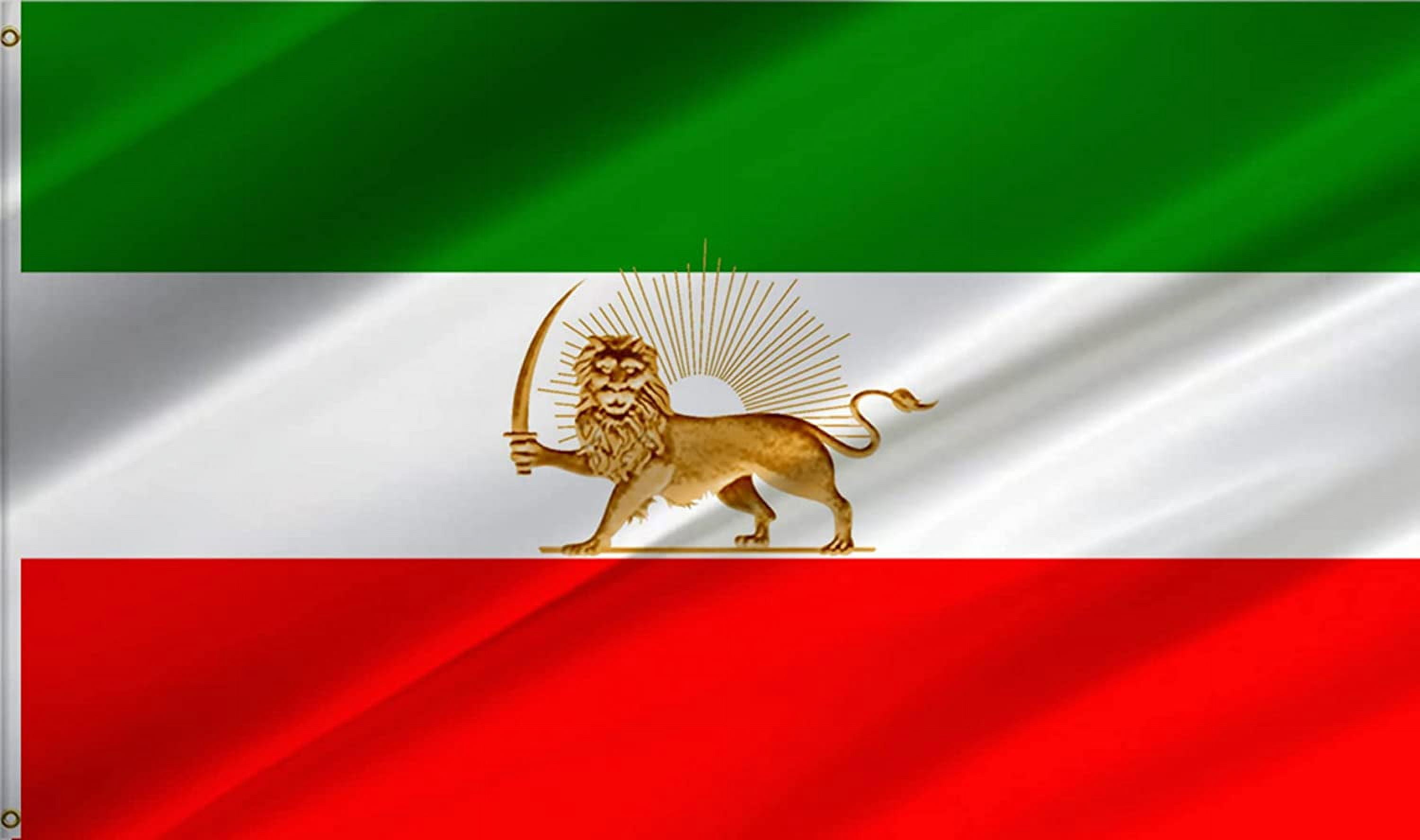 Old Iran Persia Lion Sun Flag 3X5 ft and Former Iranian Flags ,Sturdy ...