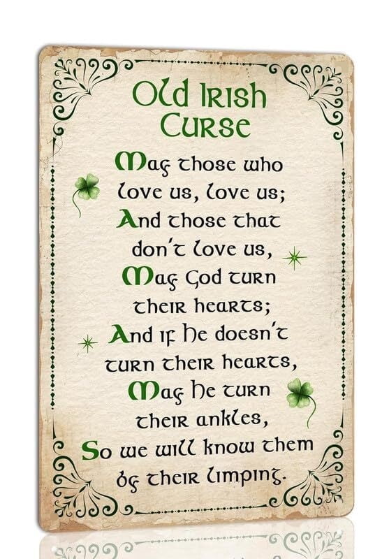Old Irish Curse Clover Vintage Poster Wall Art Cafes Farmhouse Home ...