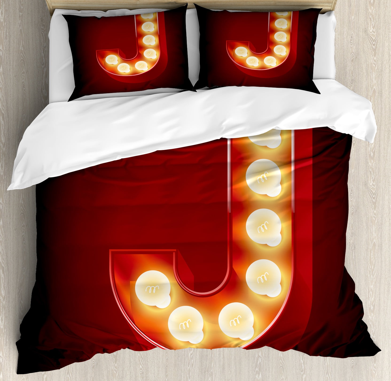 Old Lamp Alphabet Duvet Cover Set, Retro Show Typographic Design of ...