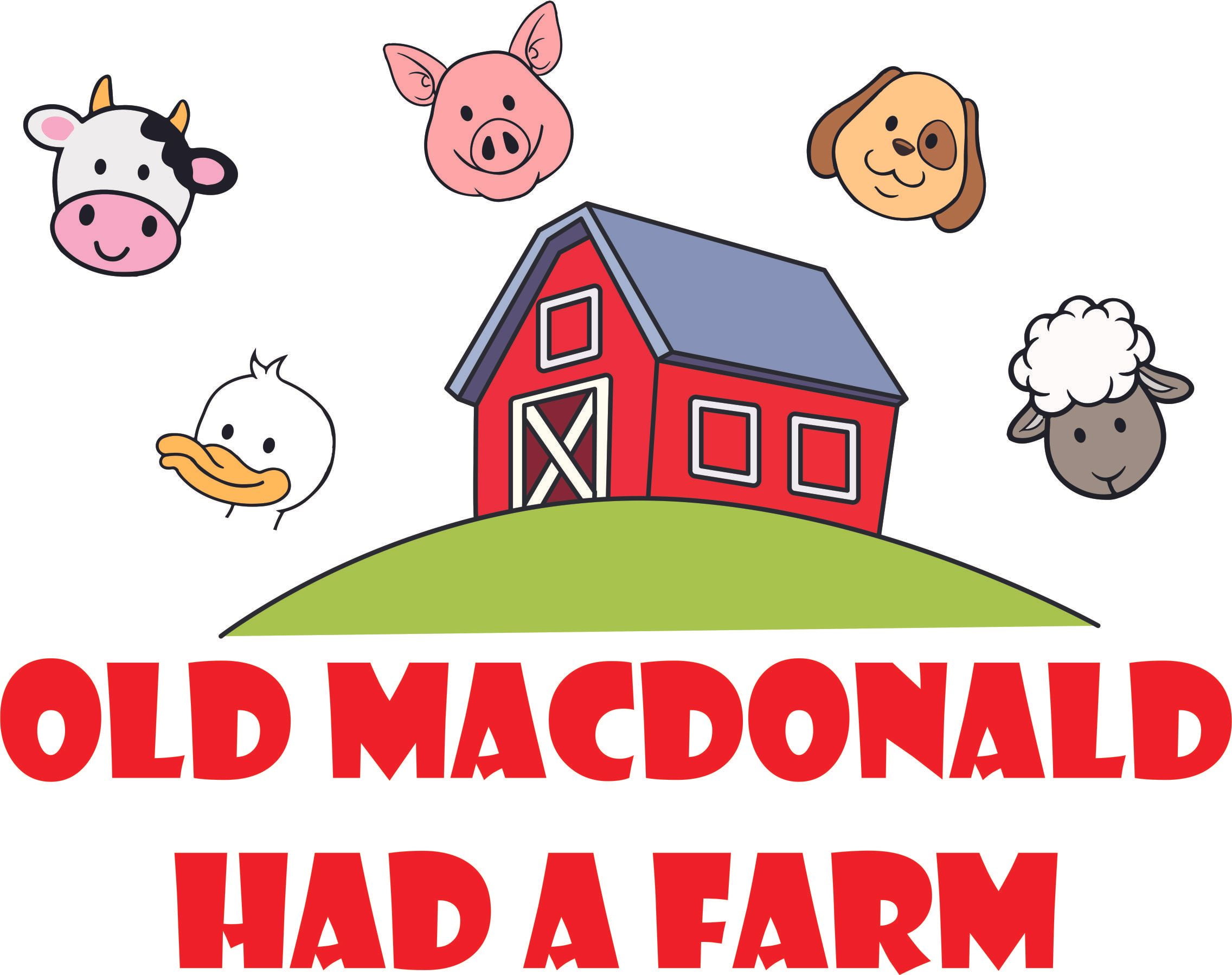 Old Macdonald Had A Farm Red Animals Decors Wall Sticker Art Design ...