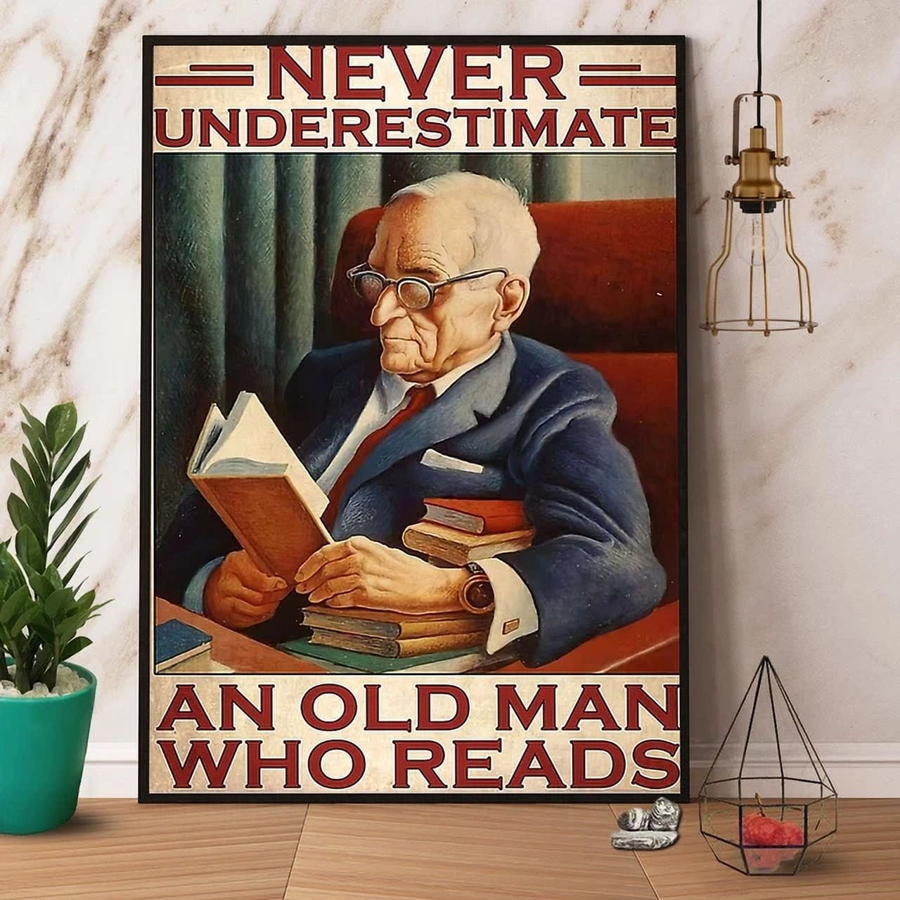 Old Man & Book You Get Old When You Stop Reading Dictionary Vintage ...