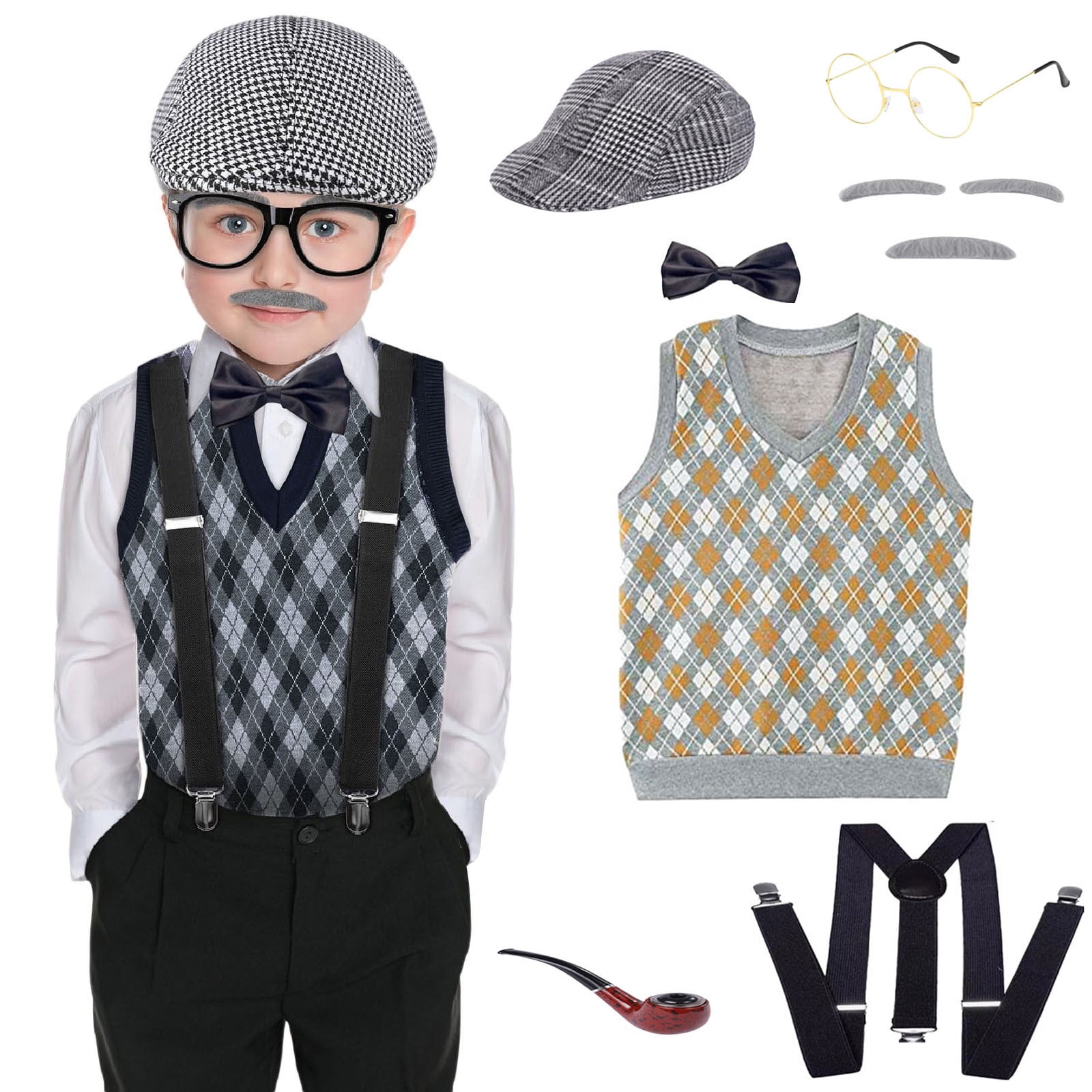 Old Man Costume for Boys 100 Days of School Costume Boy Grandpa Costume ...