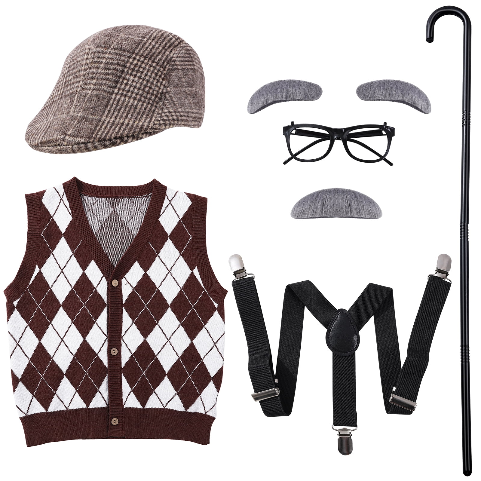 Old Man Costume for Kids 100 Days of School Costume, Old Man Dress Up ...