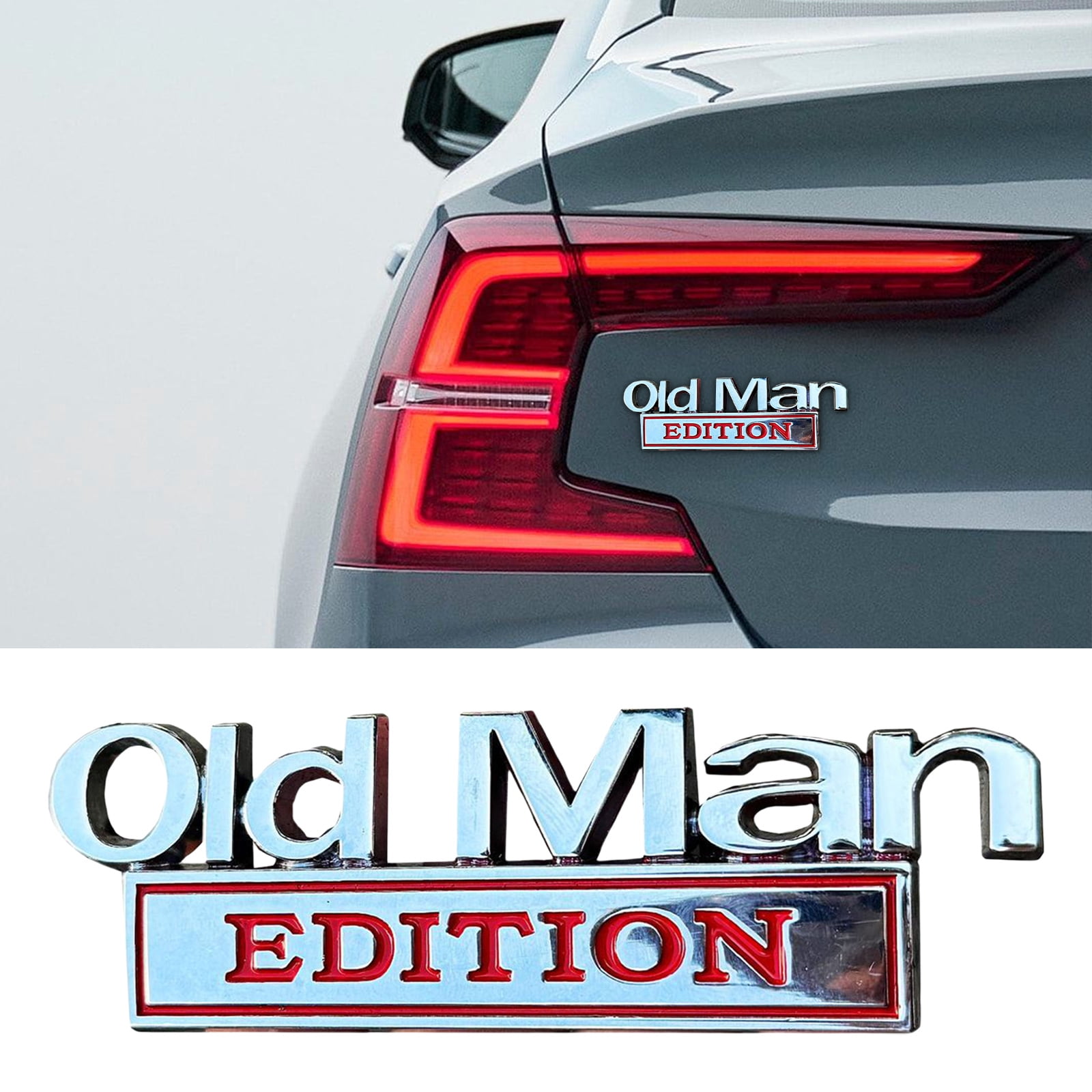Old Man Edition Car Emblem 3D Metal Sticker Badge, Rear Tailgate Bumper ...