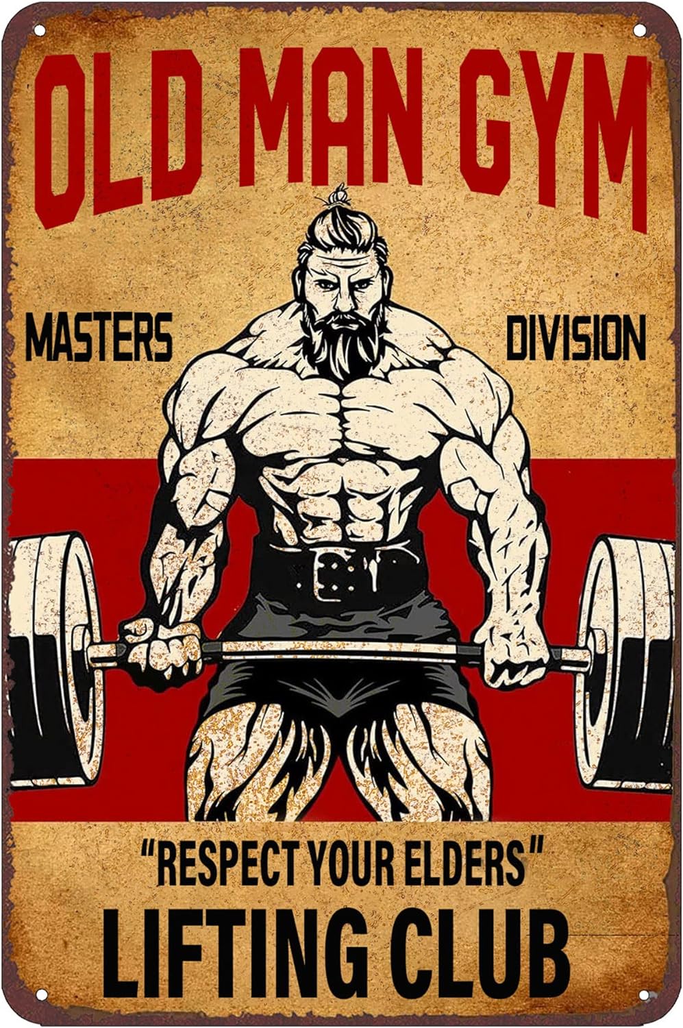 Old Man Gym Tin Sign Weightlifting Signs For Home Gym Man Poster Decor ...
