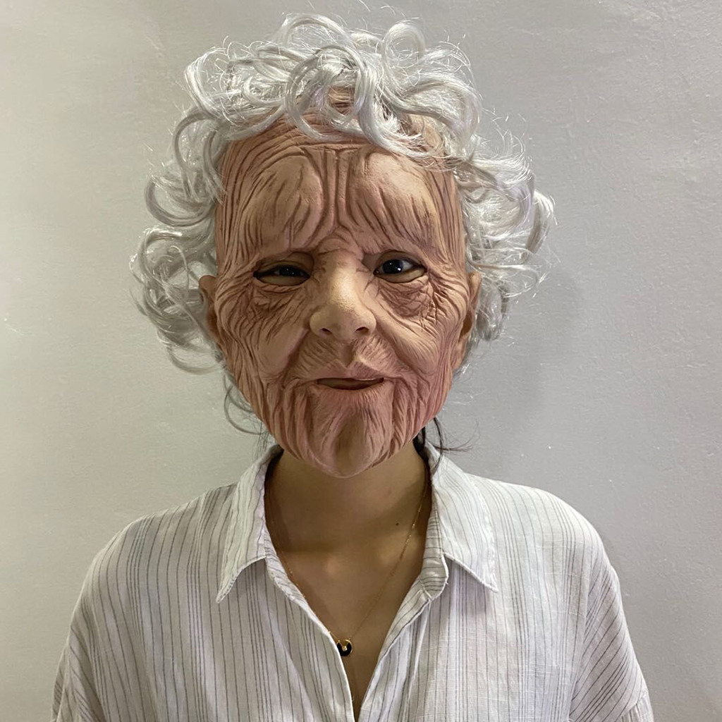 Old Man Halloween Mask Realistic Latex Costume Mask with Moving Mouth ...
