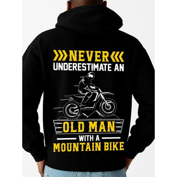 Old Man Mountain Bike Funny Men's Hoodie - Black Funny, Autumn/Winter Work, Festival Gift ...