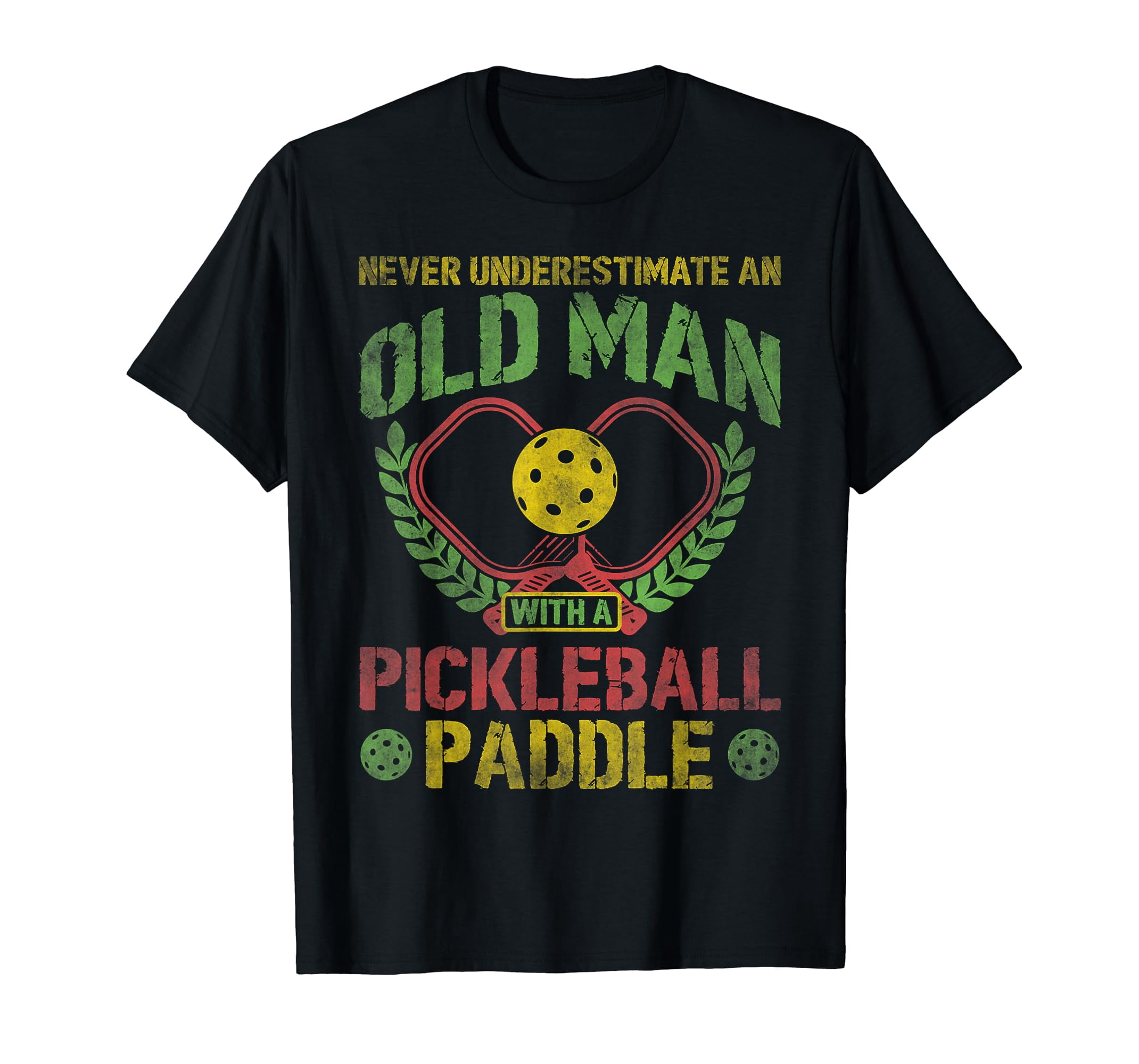 Old Man Player Pickleball Lover Paddleball Sport Men Casual T-Shirt ...