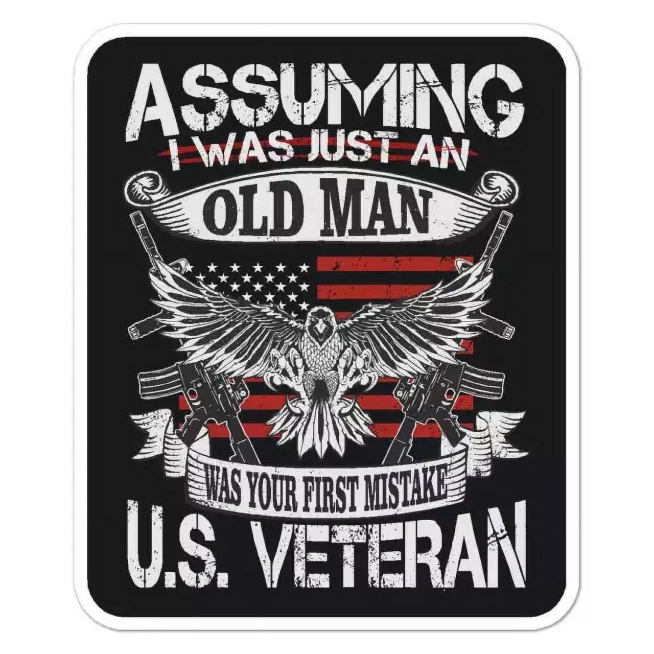 Old Man Us Veteran Sticker Indoor Outdoor Phone Decal Water Bottle ...