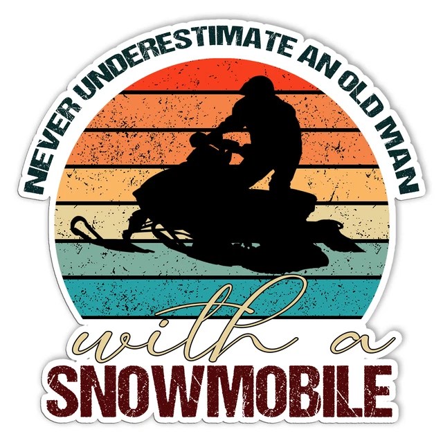 Old Man With Snowmobile Stickers Retro Snowmobiling Sticker Phone Decal ...
