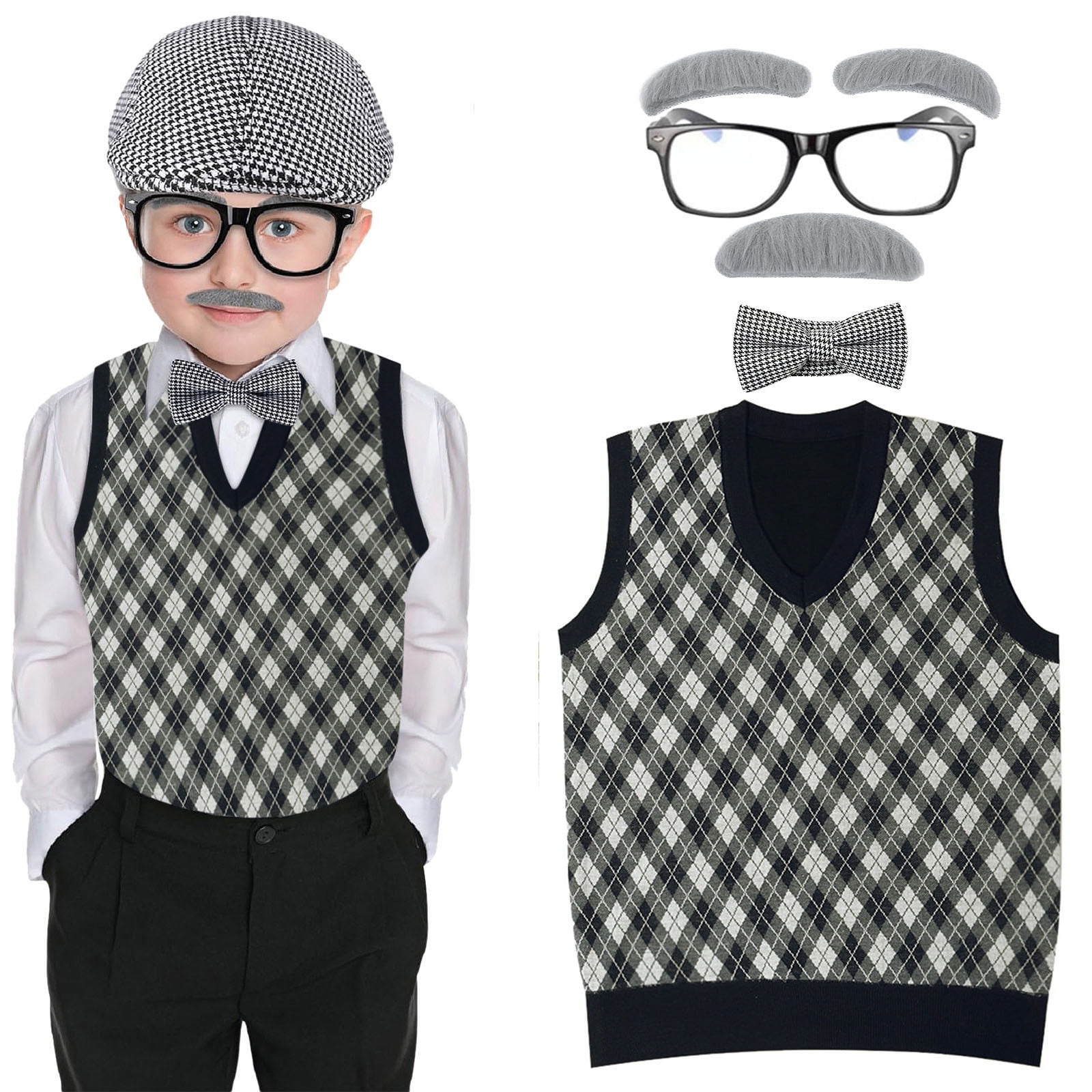 Old Man for Boys 100 Year Old for Boys Old Man Sweater Vest with Cane ...