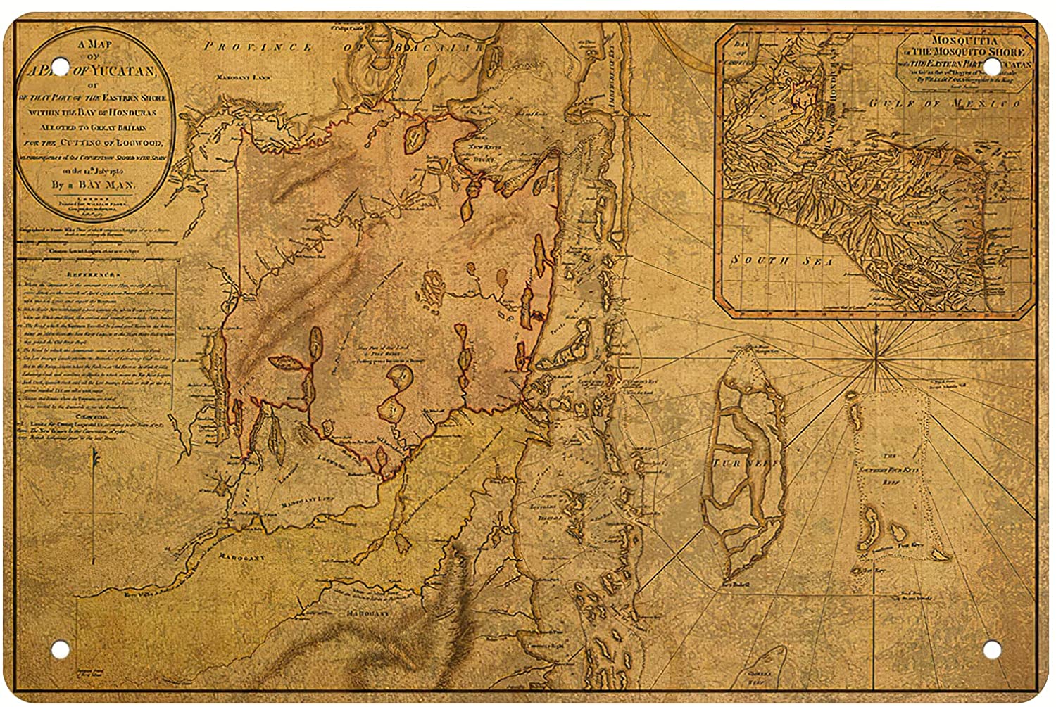 Old Map Of Belize 1787 Antique Maps Funny Bar Wall Decor Home Decor ...