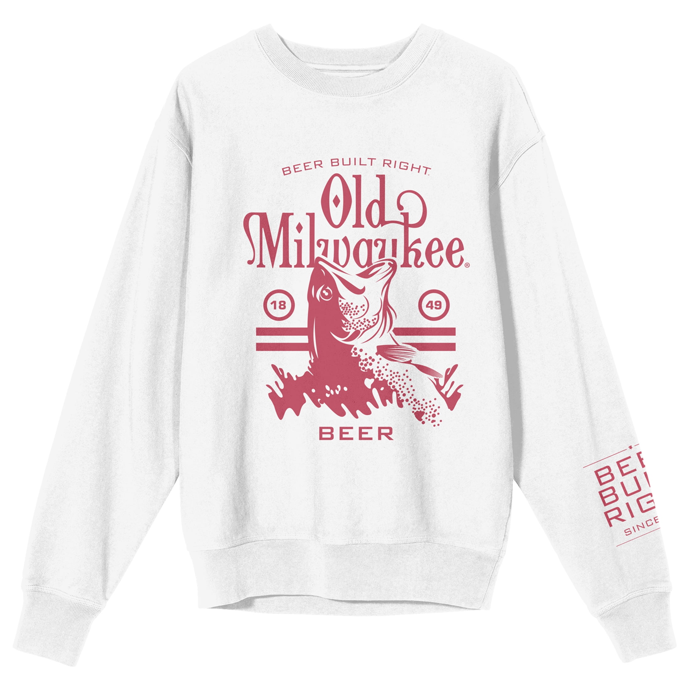 Old Milwaukee Varsity Art Crew Neck Long Sleeve White Adult Sweatshirt ...