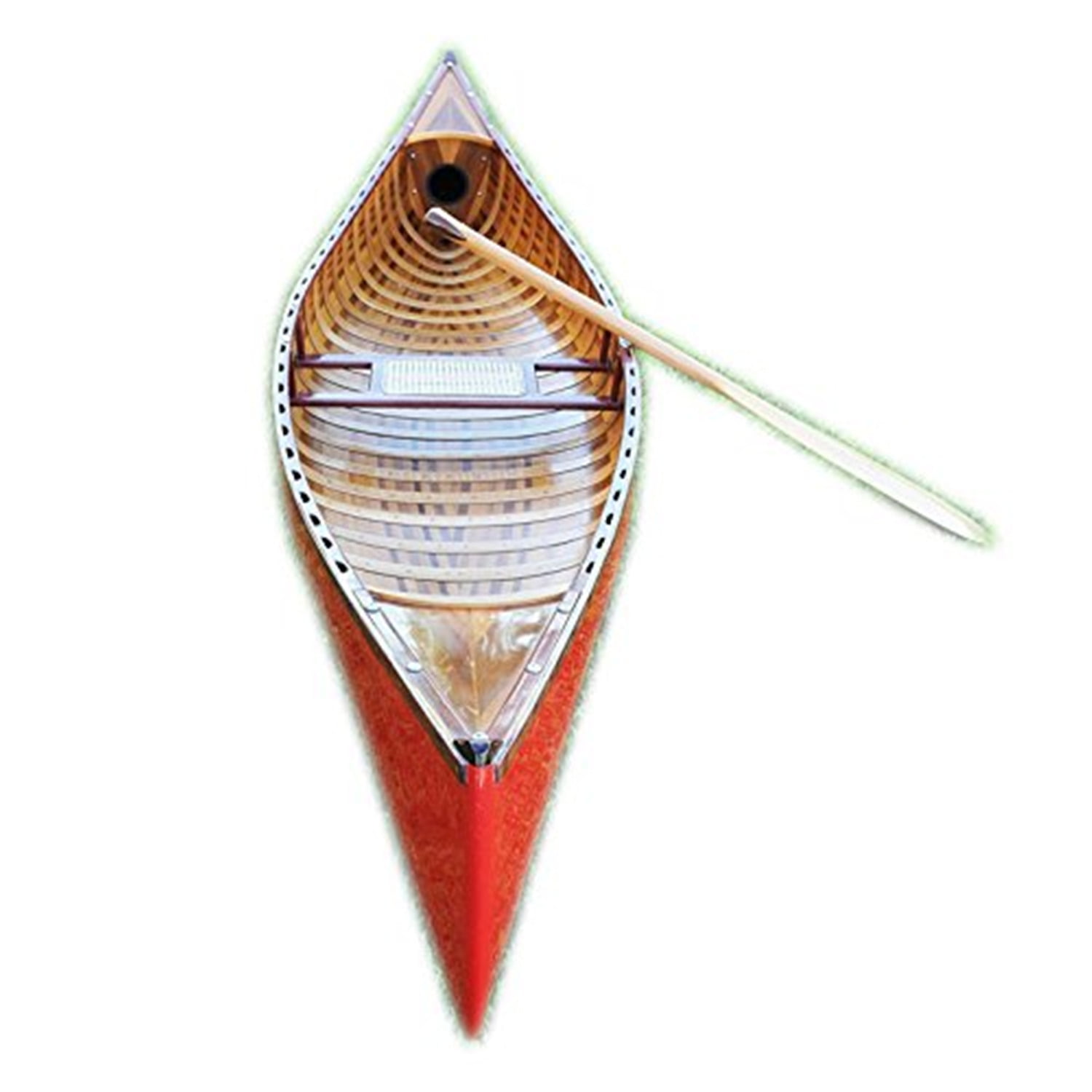 Old-Modern Handicrafts 10 Ft. Red Canoe with Ribs, Curved Bow & Paddle ...