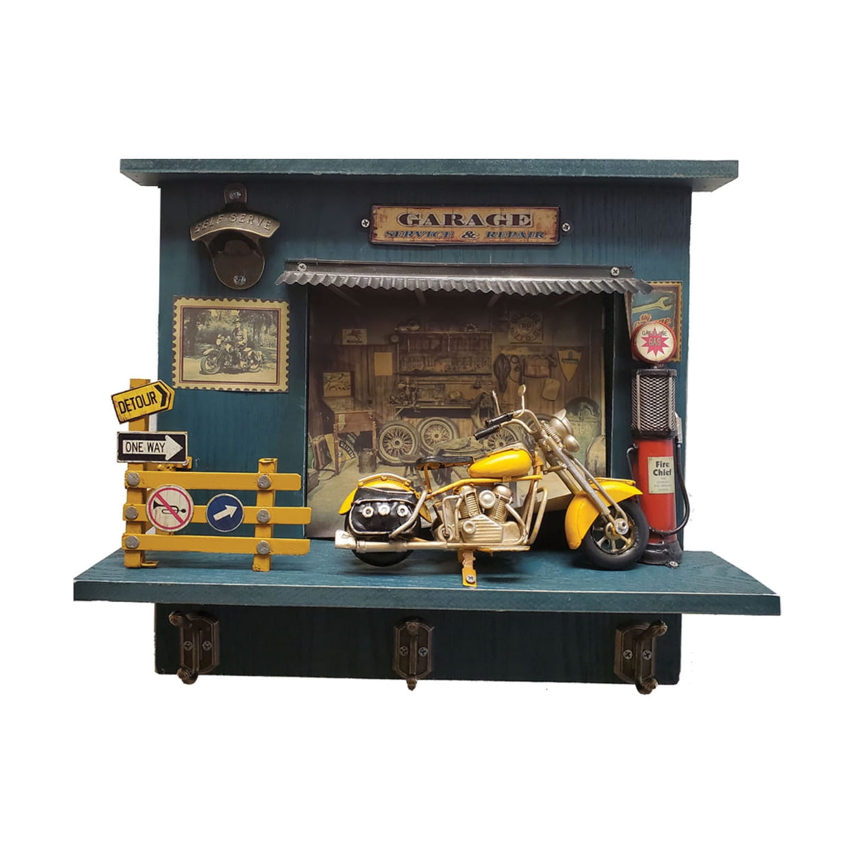 Old Modern Handicrafts Vintage Harley Motorcycle Shadow Box on Wood ...