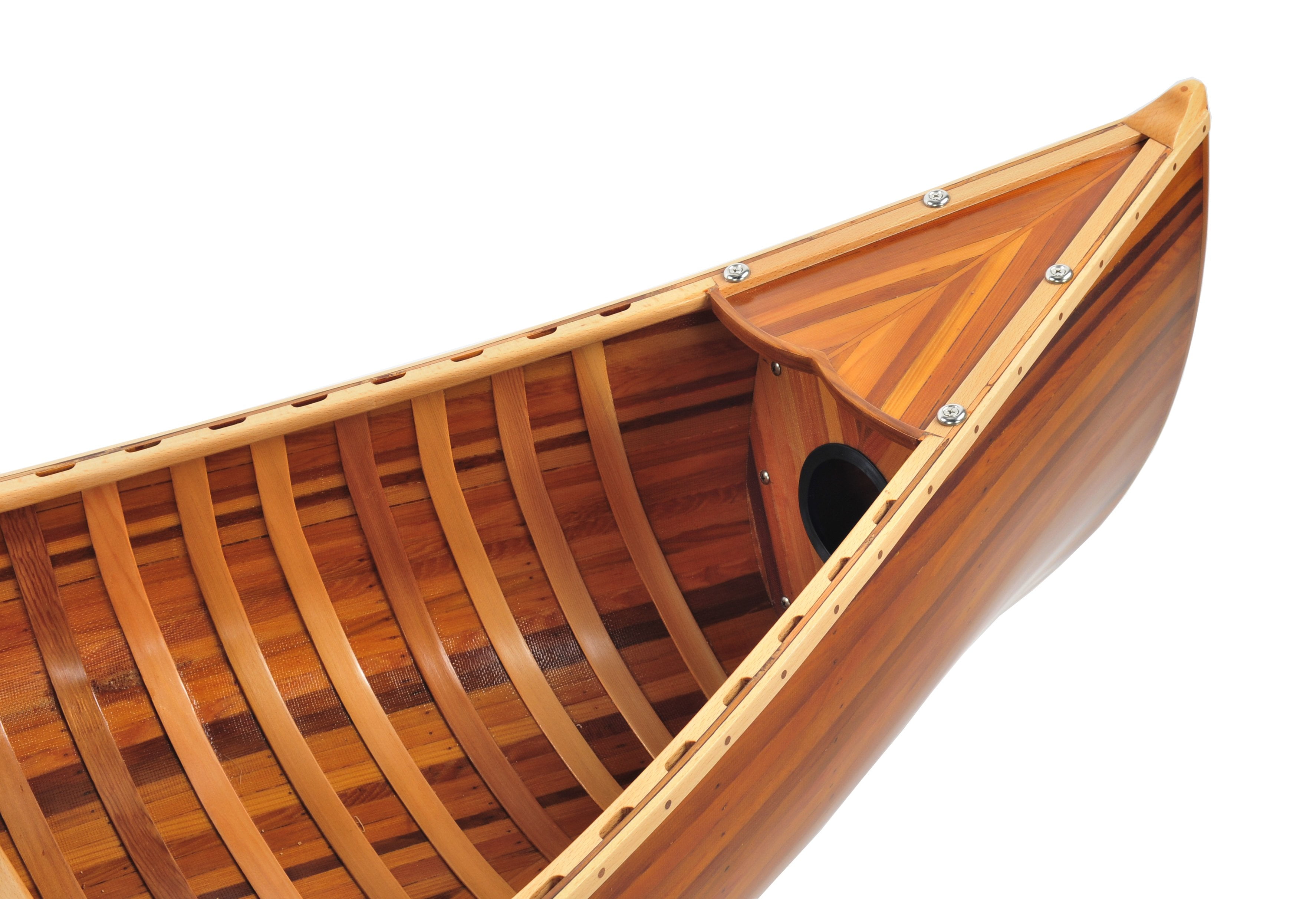 Old-Modern Handicrafts 6 Ft. Large Wooden Canoe With Ribs Matte Finish ...