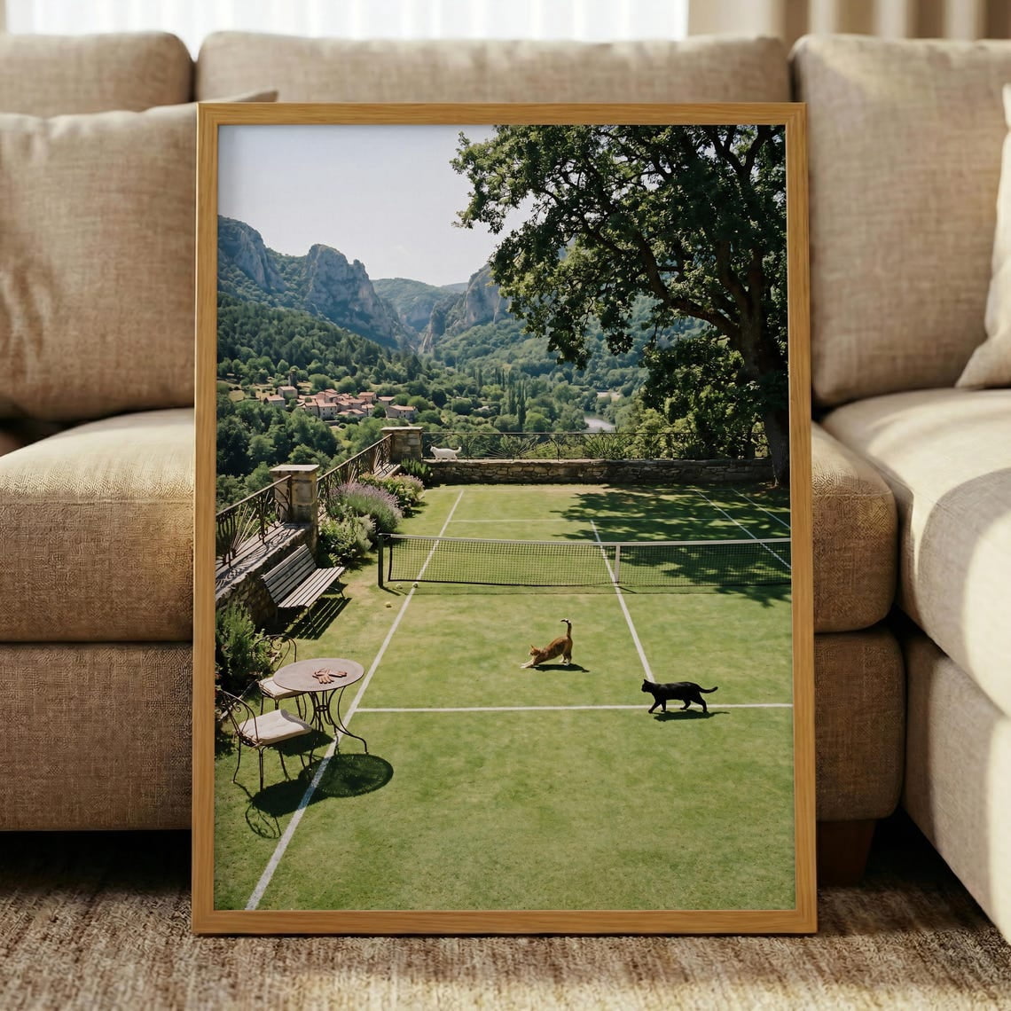 Old Money Cat Tennis Court Wall Art Vintage European Summer Luxury ...