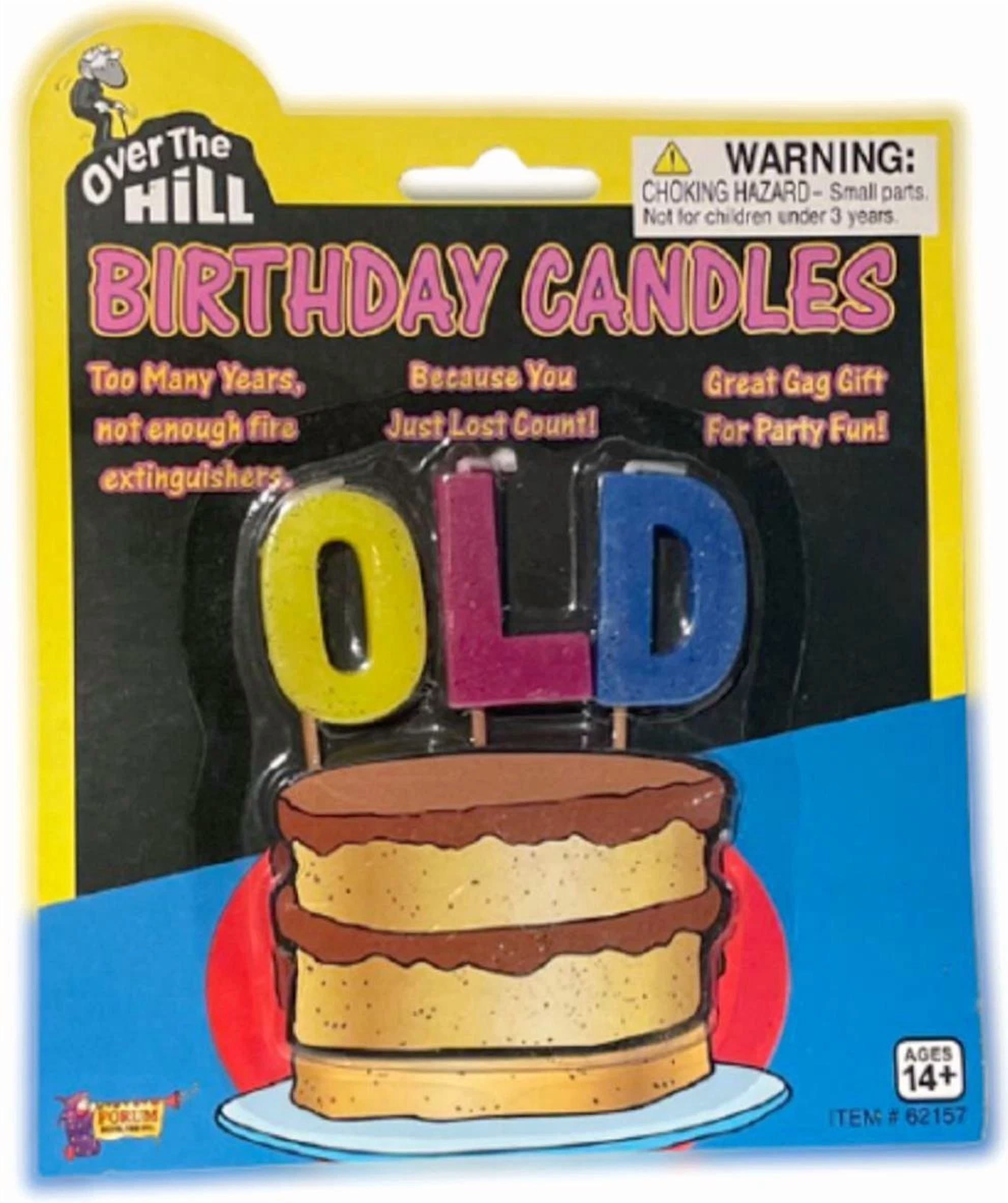 Old - Over The Hill Birthday Candle Cake Topper - Gag Prank Joke ...