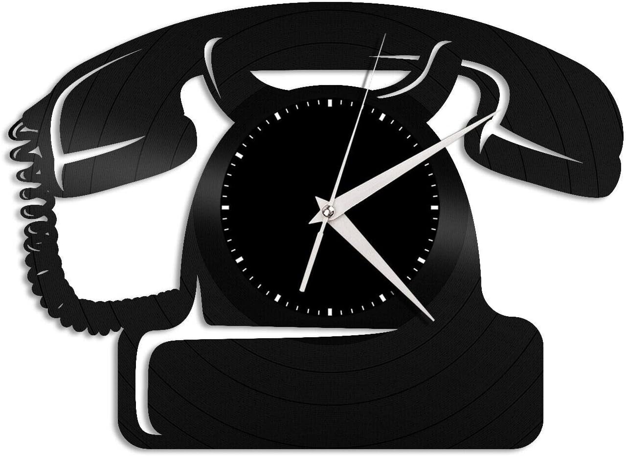 Old Phone Vinyl Wall Clock,Vinyl Record Clock Wall Art Black Handmade ...