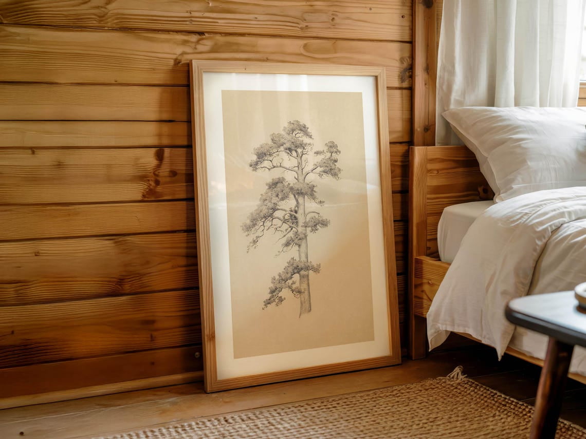 Old Pine Retro Outdoors Pine Tree Art Unframed Paper Print - Walmart.com