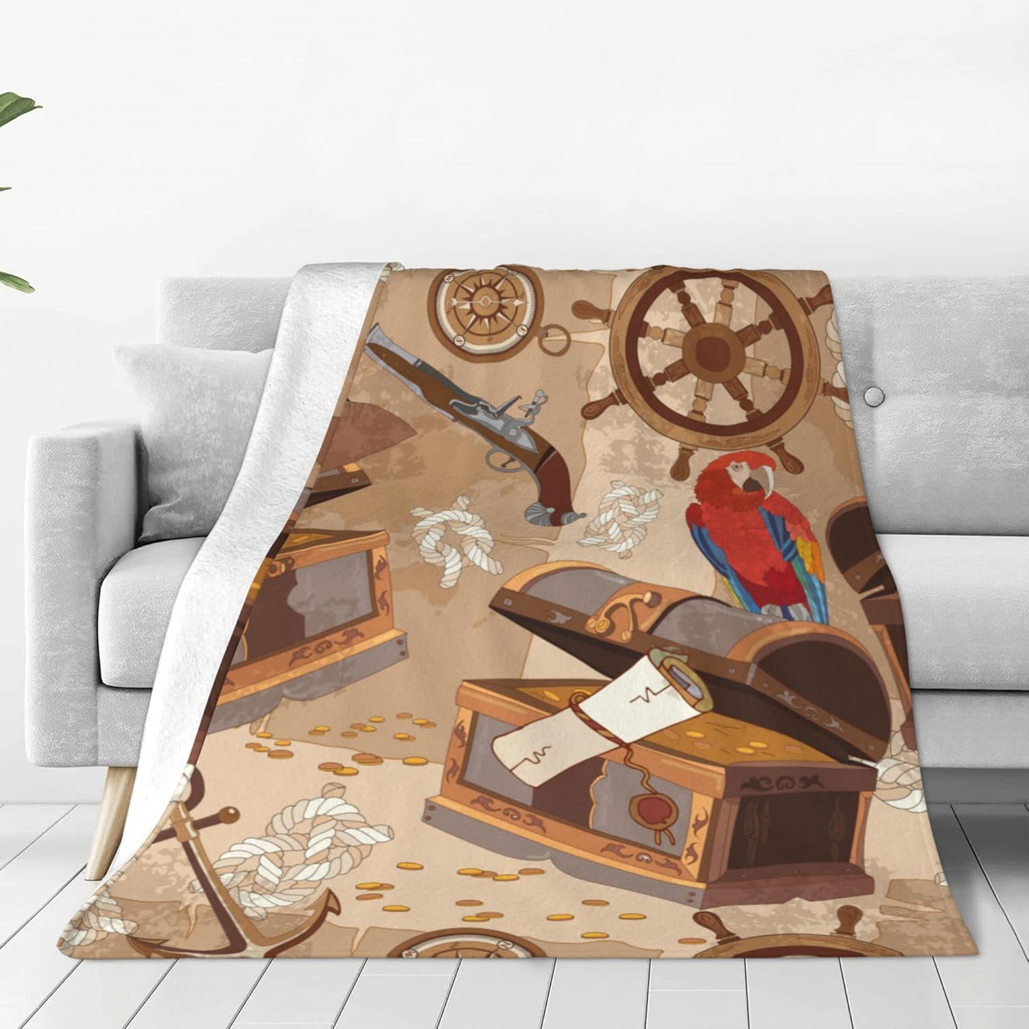 Old Pirate Treasure Map Blanket for Couch Bed Throw Blanket, Aesthetic ...