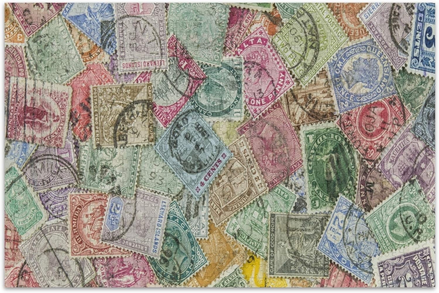 Old Postage Stamps Jigsaw Puzzle 500 Pieces Wooden Jigsaw Puzzles ...
