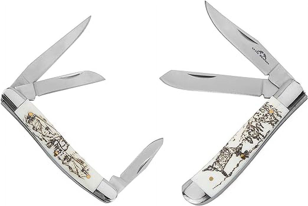 Old Ram - 2PC Traditional Classic Style Folding Trapper Knife Holiday ...