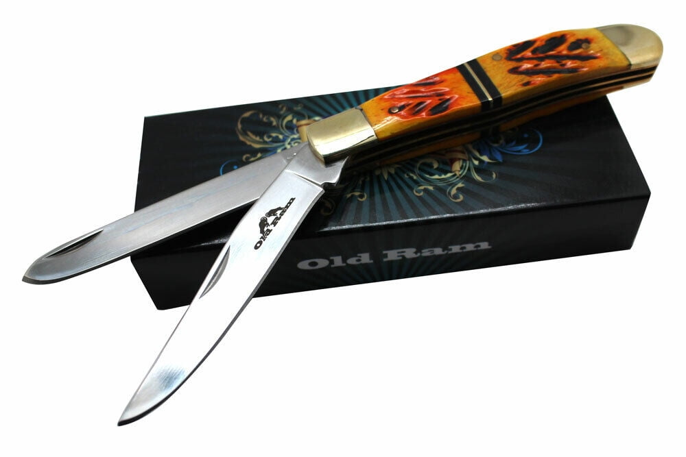 Old Ram Collection Everyday Carry Manual Folding Trapper Knife w/Smooth ...