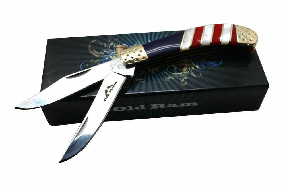 Old Ram Collection Everyday Carry Manual Folding Trapper Knife w/Smooth ...