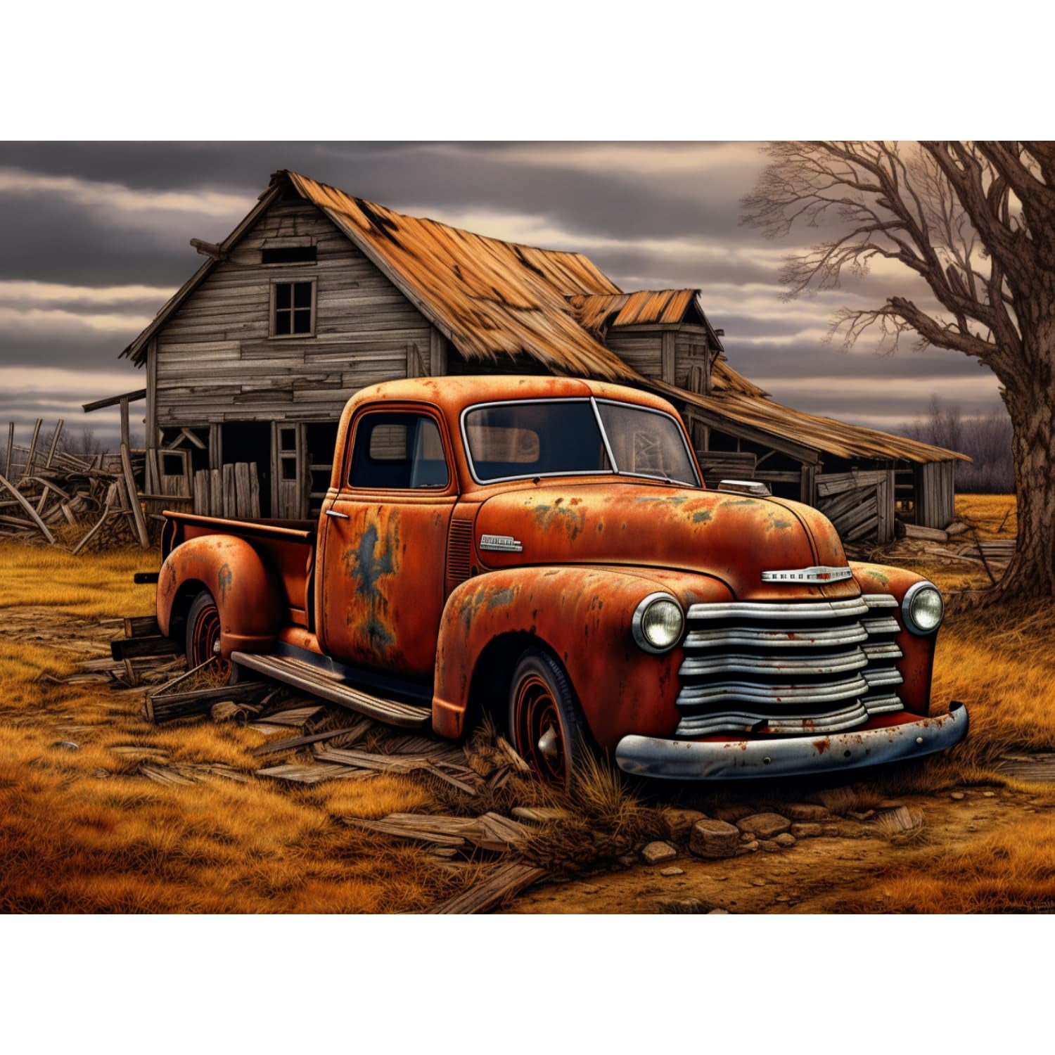 Old Rust Truck Car Farm House 5D Diamond Art Painting by Number Kits ...