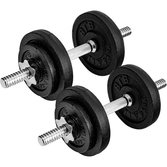 Old School Adjustable Dumbbell Set with Weight Plates, Lock Collars ...