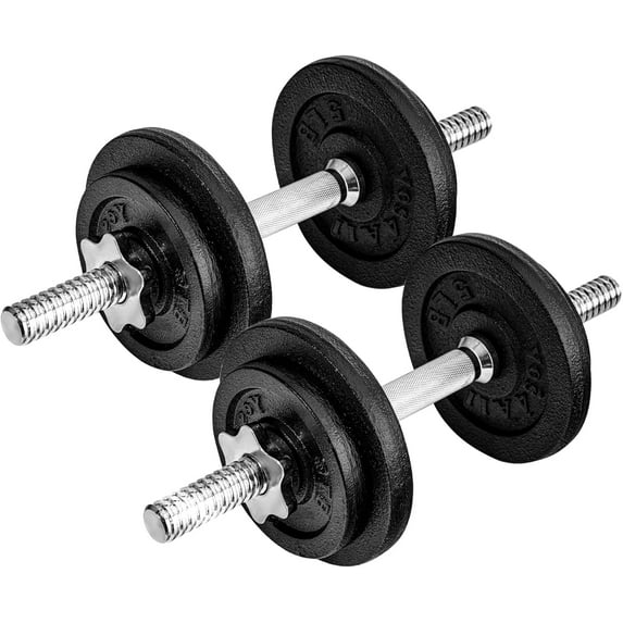 Old School Adjustable Dumbbell Set with Weight Plates, Lock Collars ...