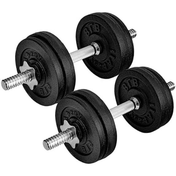 Old School Adjustable Dumbbell Set with Weight Plates, Star Lock ...