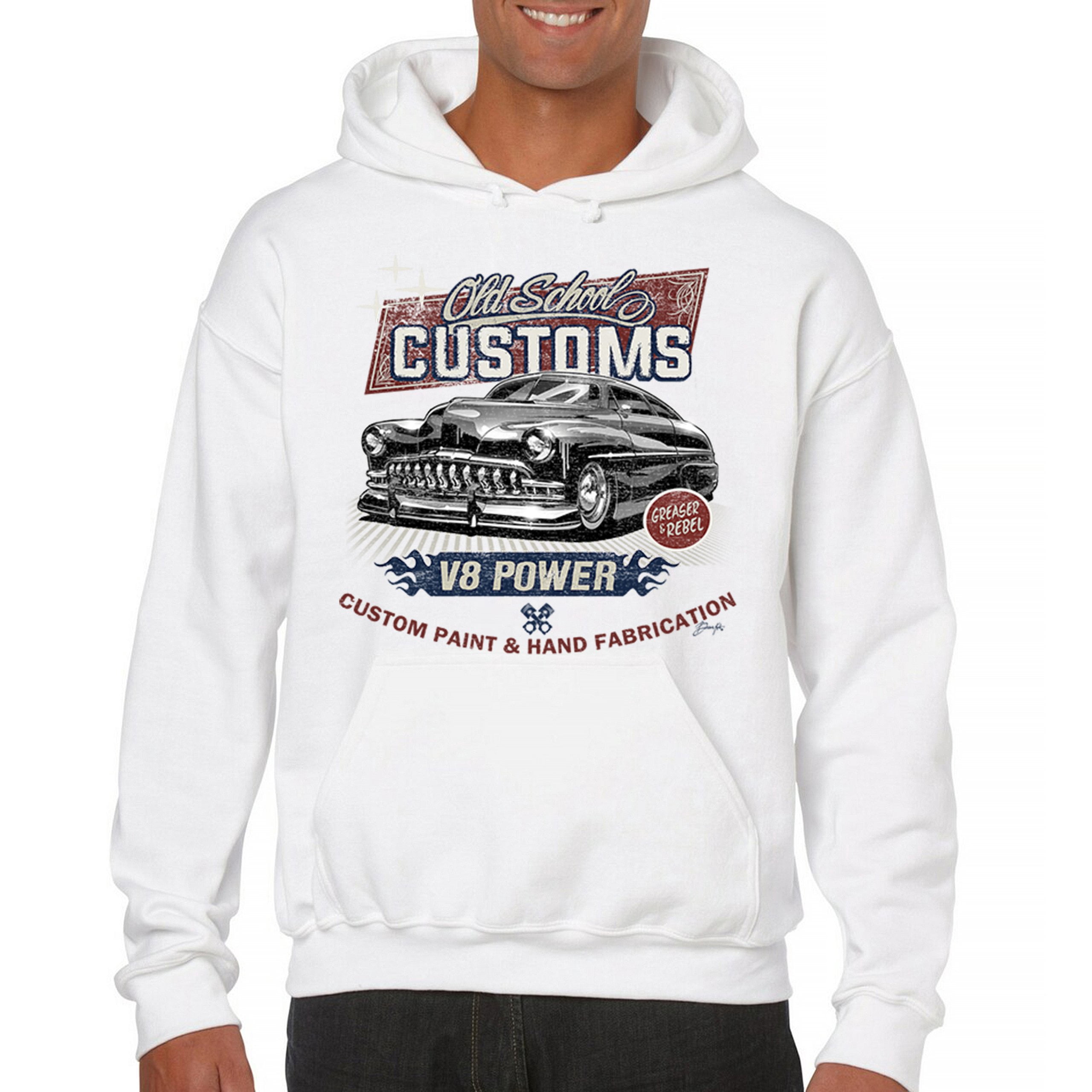 Old School Custom V8 Sweatshirt Hot Rod Greaser & Rebel Car Enthusiast ...