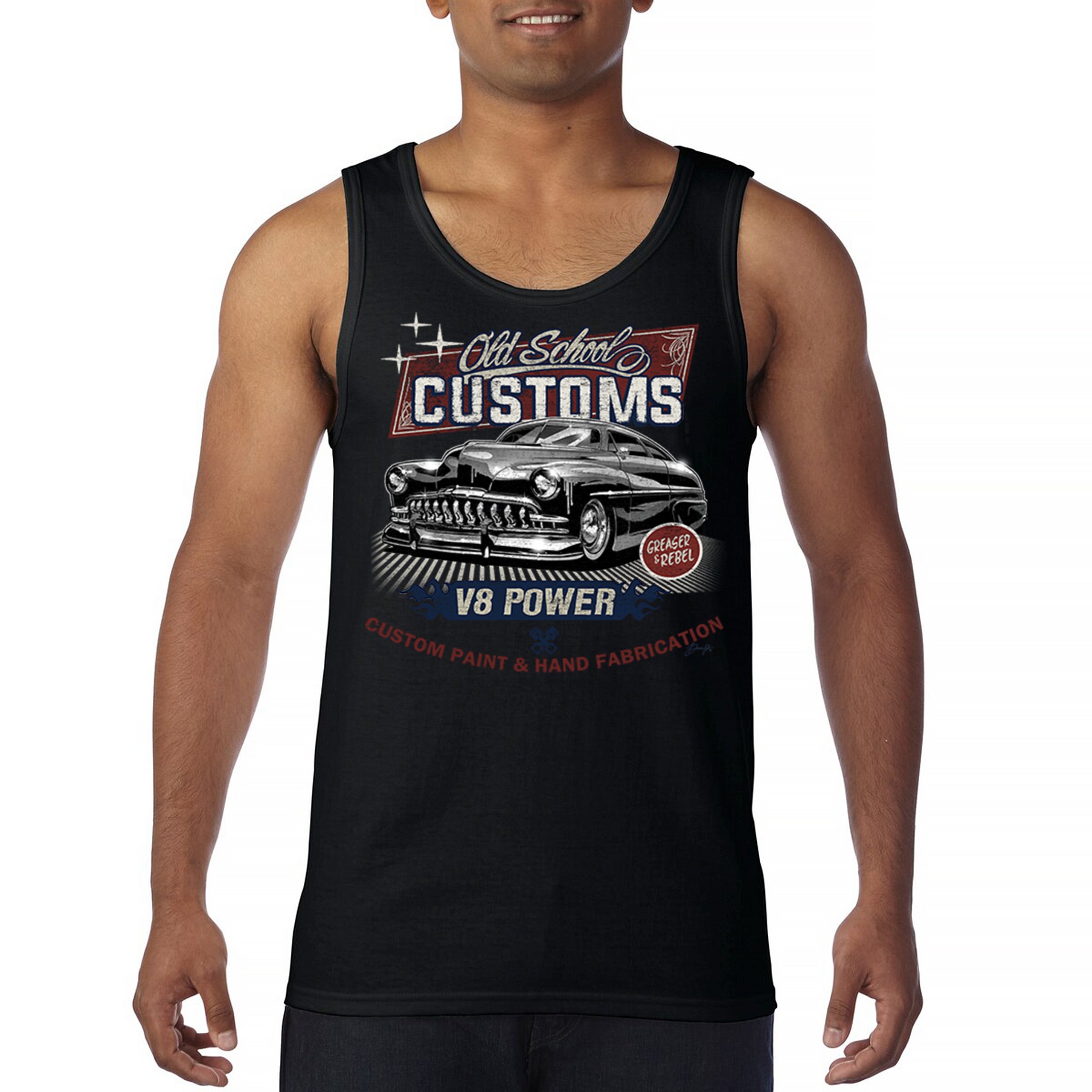 Old School Custom V8 Tank Top Hot Rod Greaser & Rebel Car Enthusiast ...