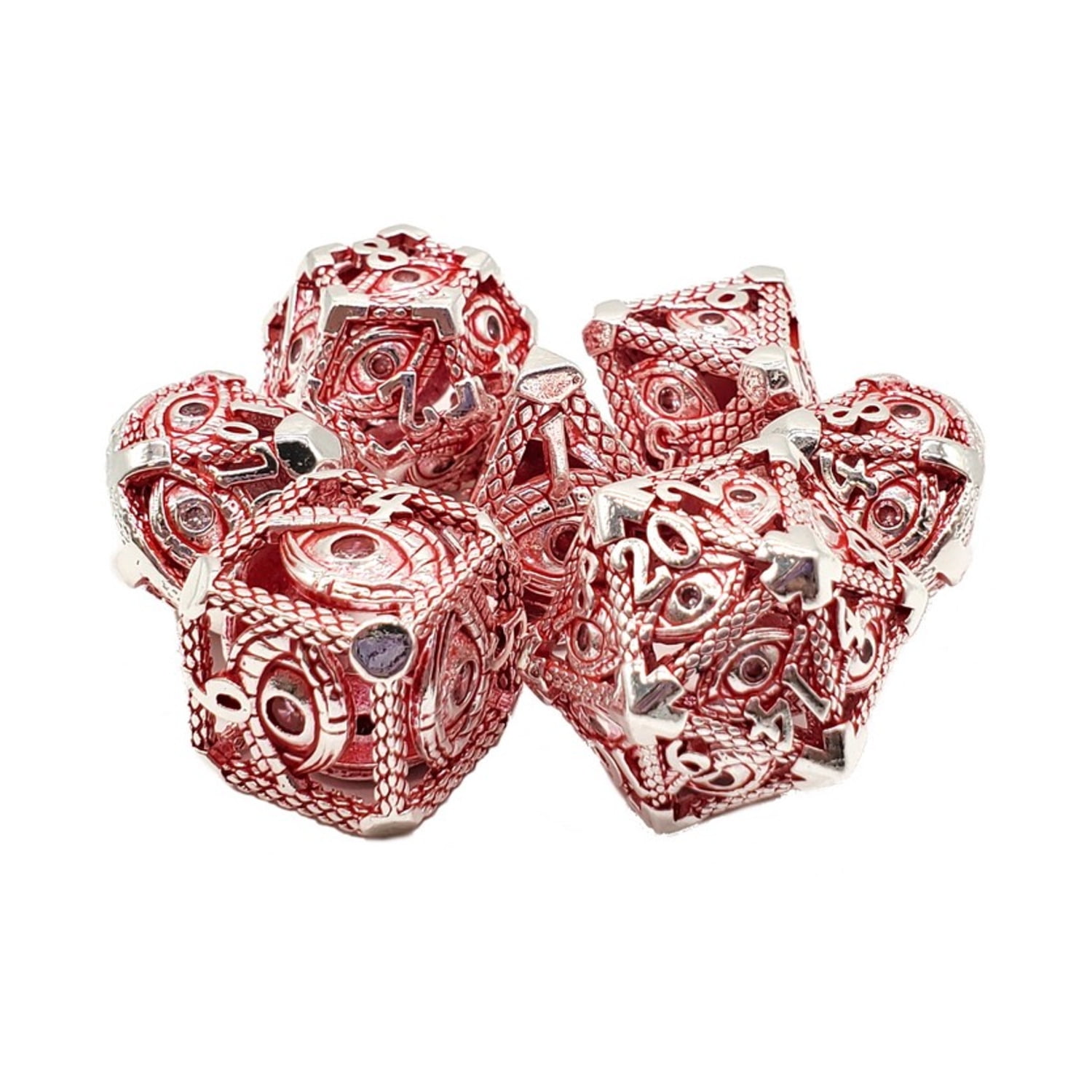 Old School Dice & Accessories Hollow All Seeing Eye Dice - Silver w/Red ...